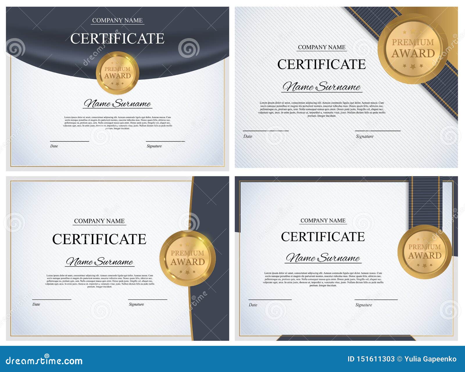 Certificate Template Background Collection Set. Award Diploma Design ...