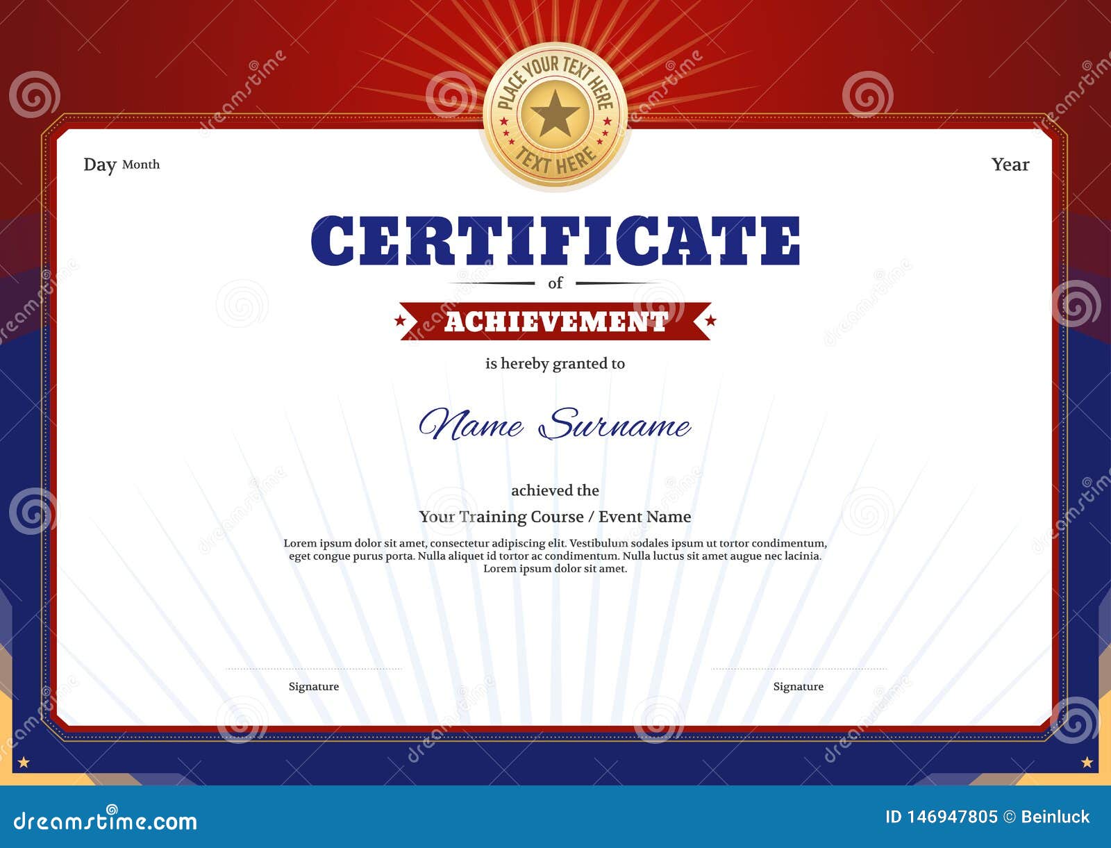 Certificate Template Border Frame, Diploma Design for Sport Event Stock ...
