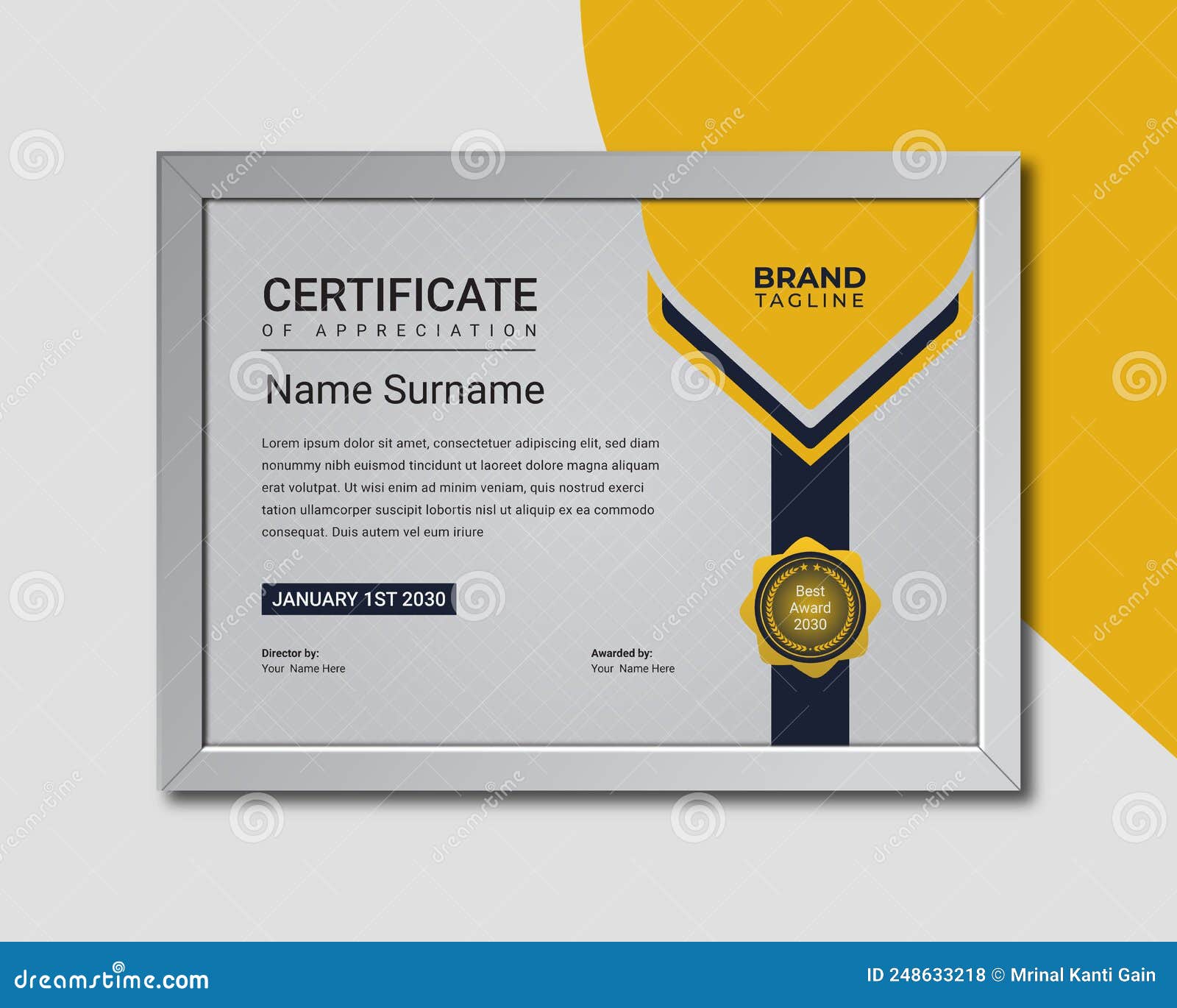 Certificate Template with a Classic Frame and Modern Pattern Design in ...