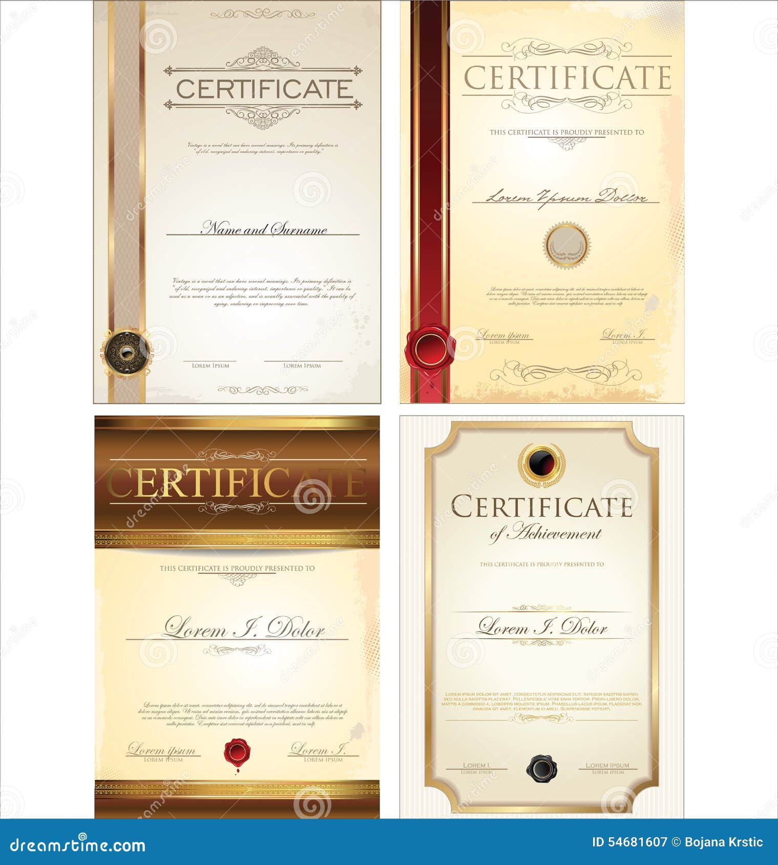 Certificate Template Collection Stock Illustration - Illustration of ...