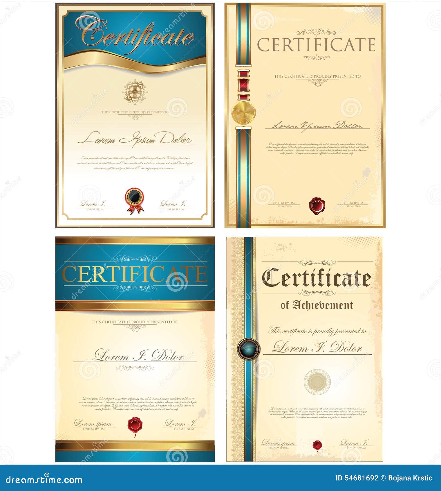 Certificate Template Collection Stock Illustration - Illustration of ...