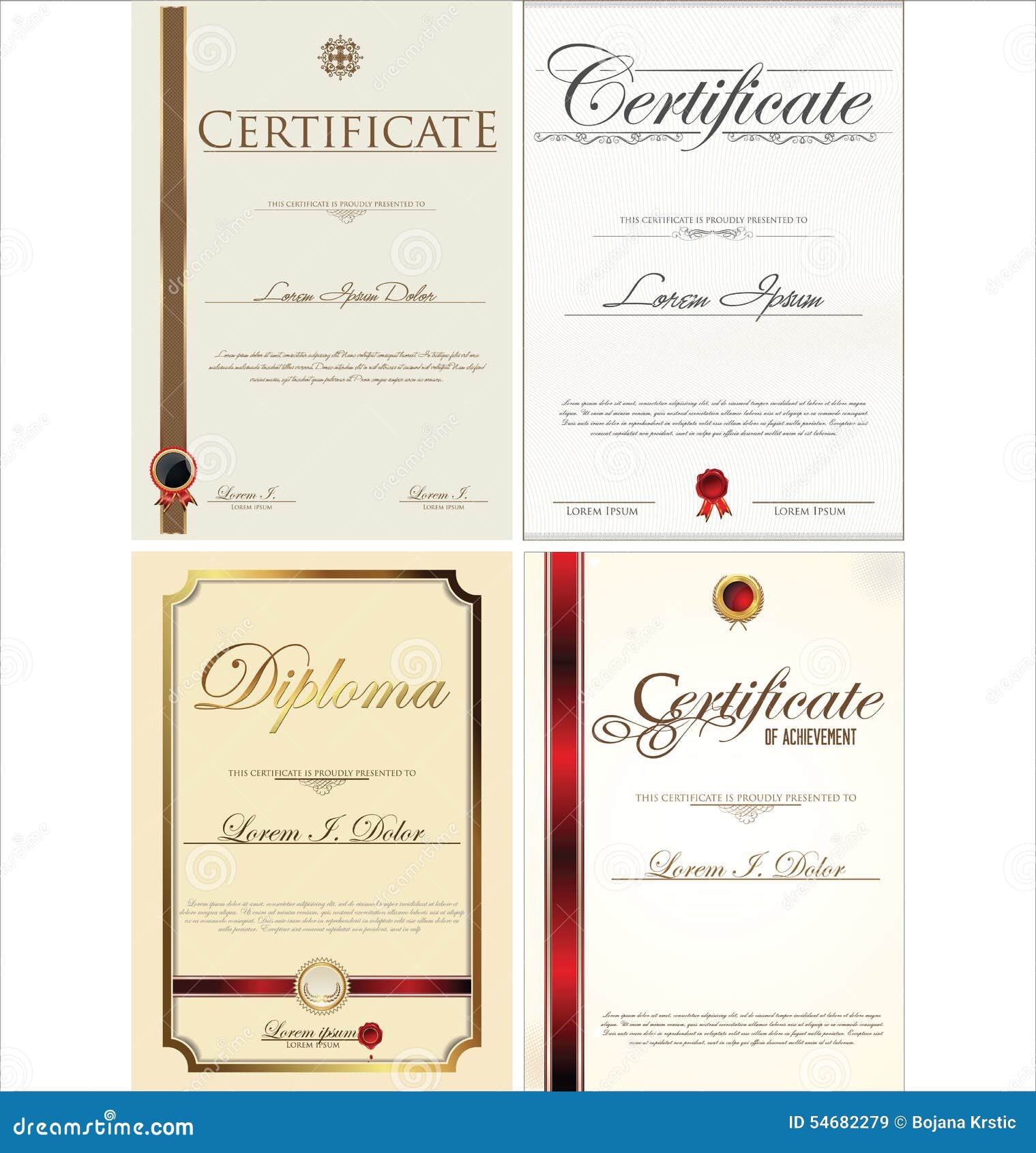 Certificate Template Collection Stock Illustration - Illustration of ...