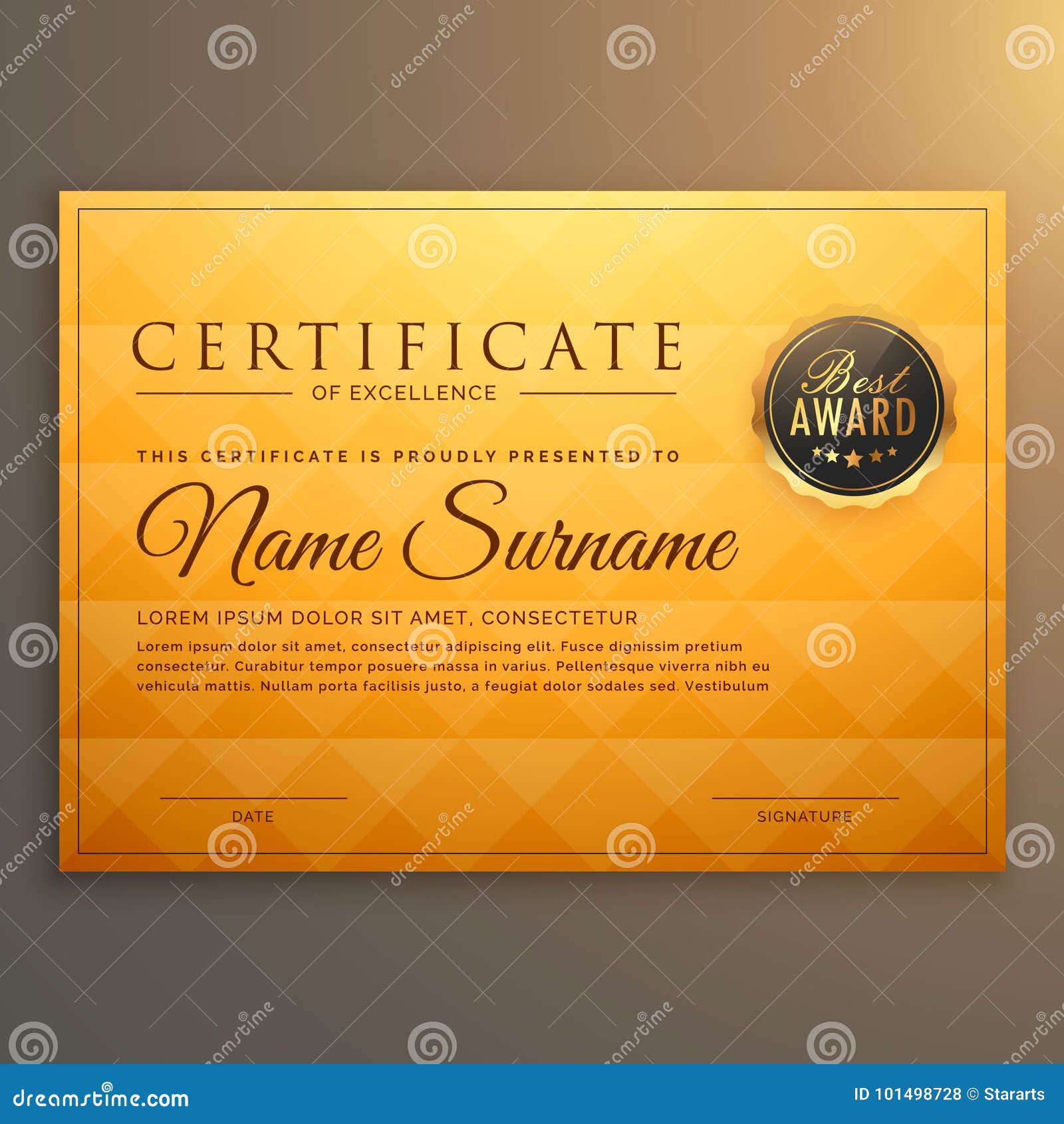 Certificate Template Design with Golden Pattern Stock Vector ...