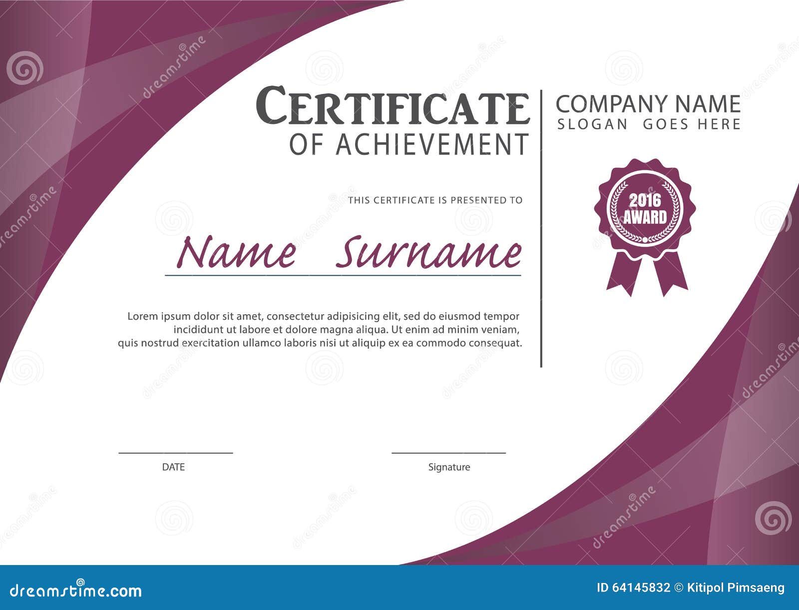 Certificate Template,diploma Layout Stock Vector - Illustration of ...