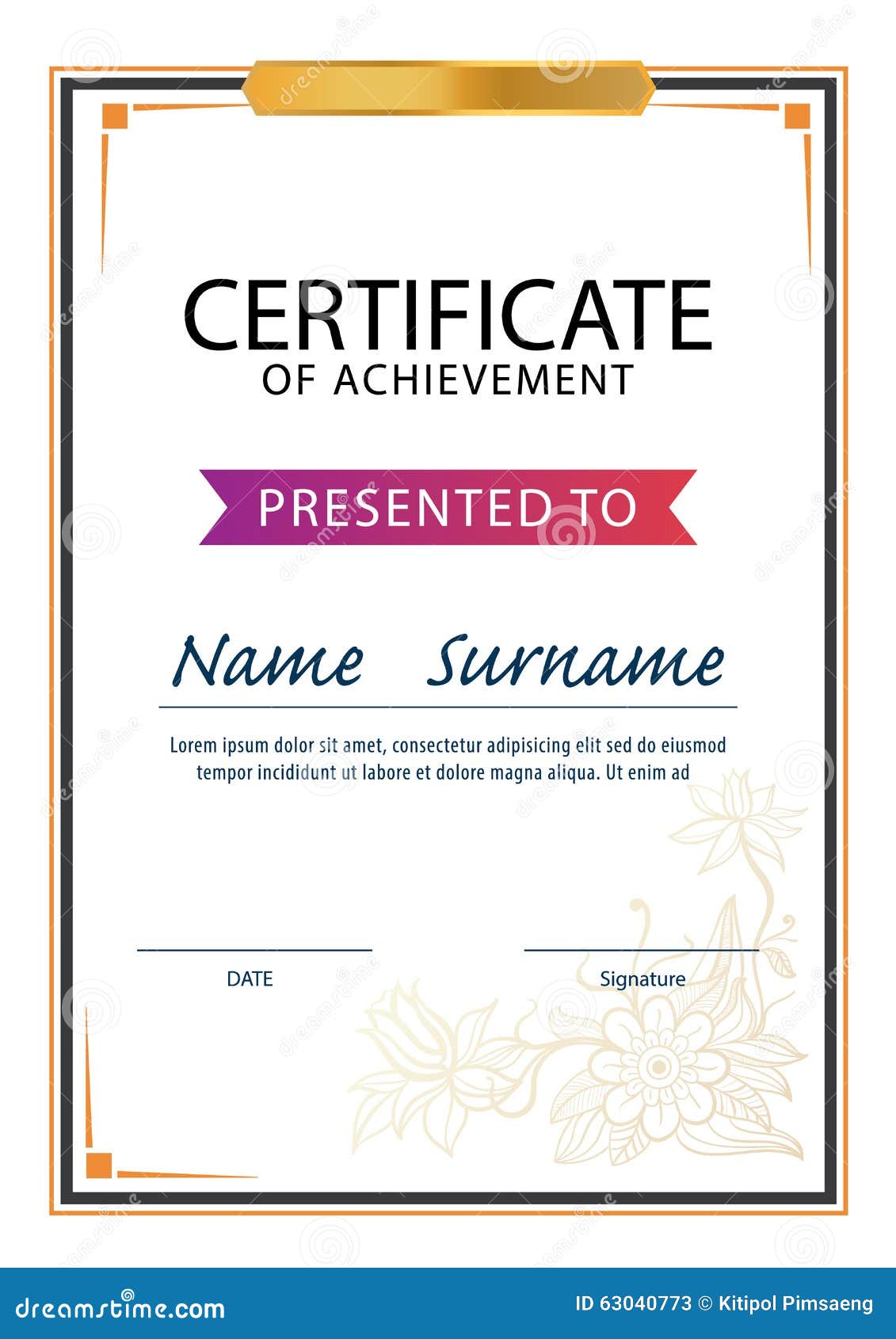 Certificate Template,diploma ,A4 Size Stock Vector - Illustration of ...