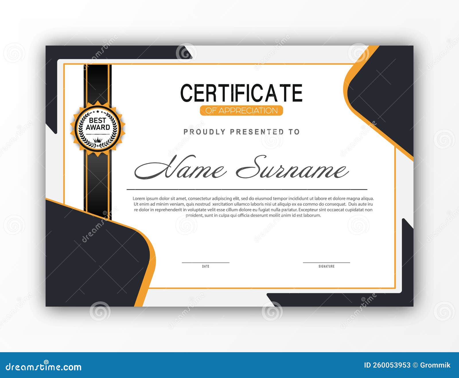 Certificate. the Template of the Form with the Award Badge Stock Vector ...