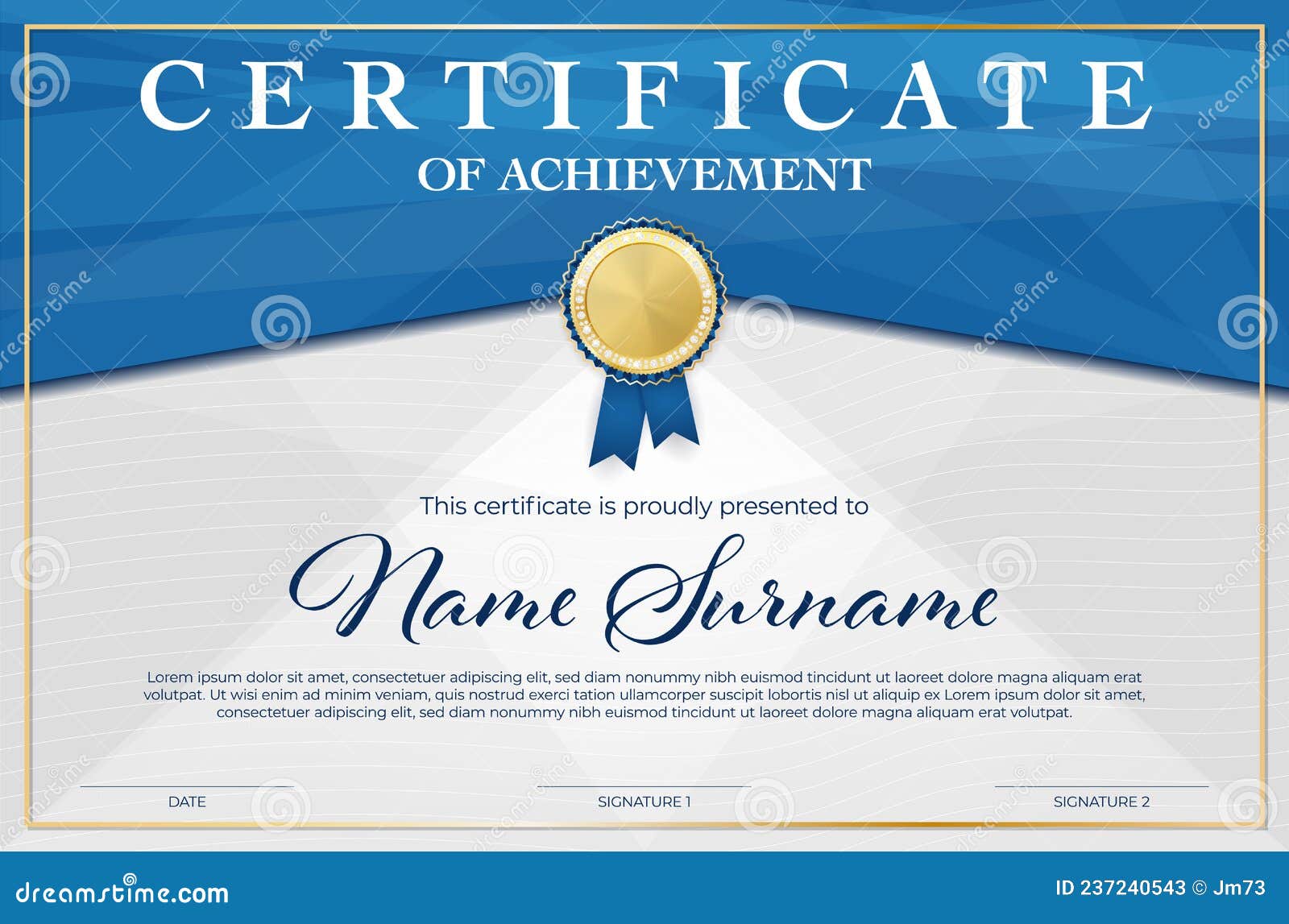 Certificate Template with Golden Seal and Sample Text Stock Vector ...