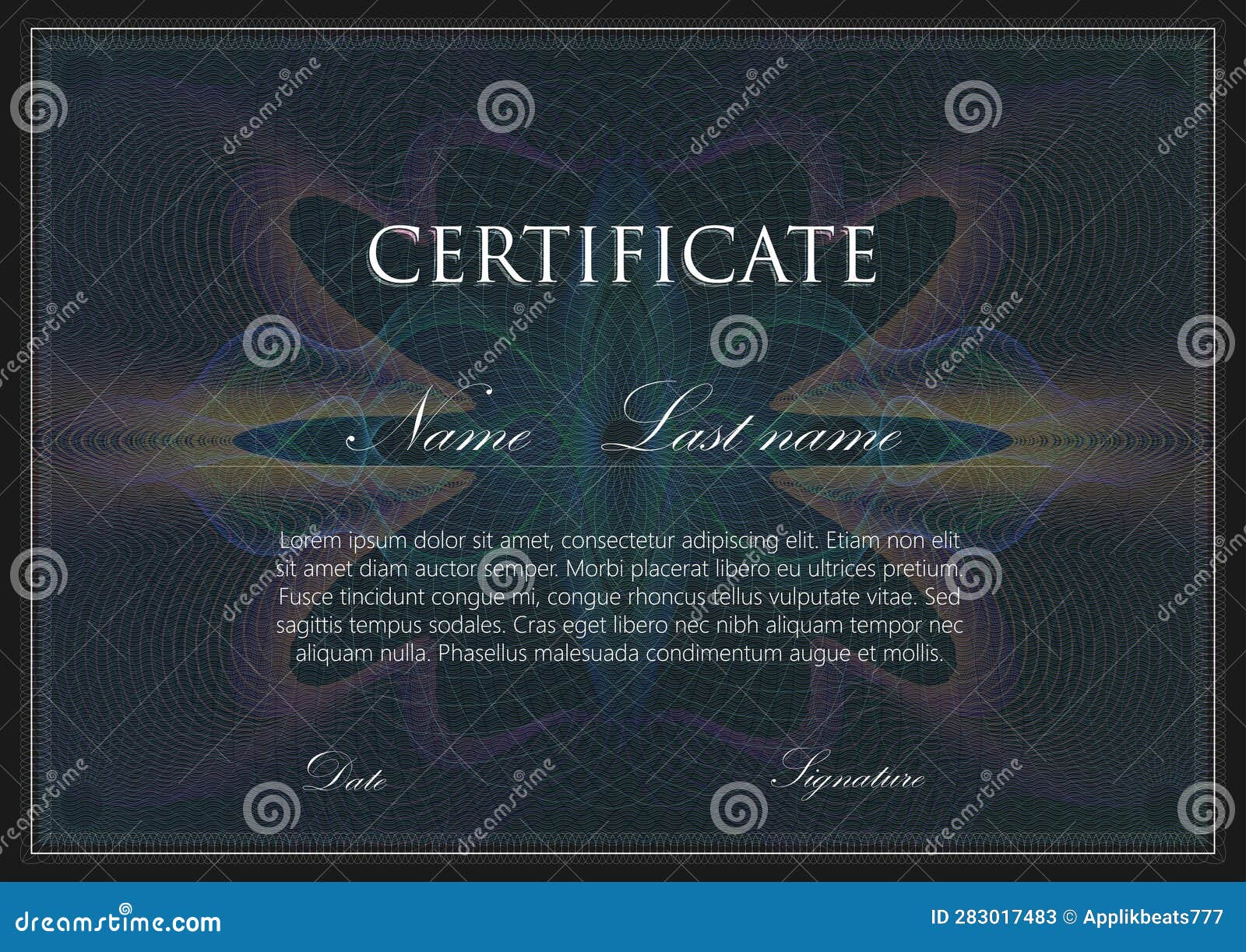 Certificate Template with Guilloche Pattern Stock Vector - Illustration ...