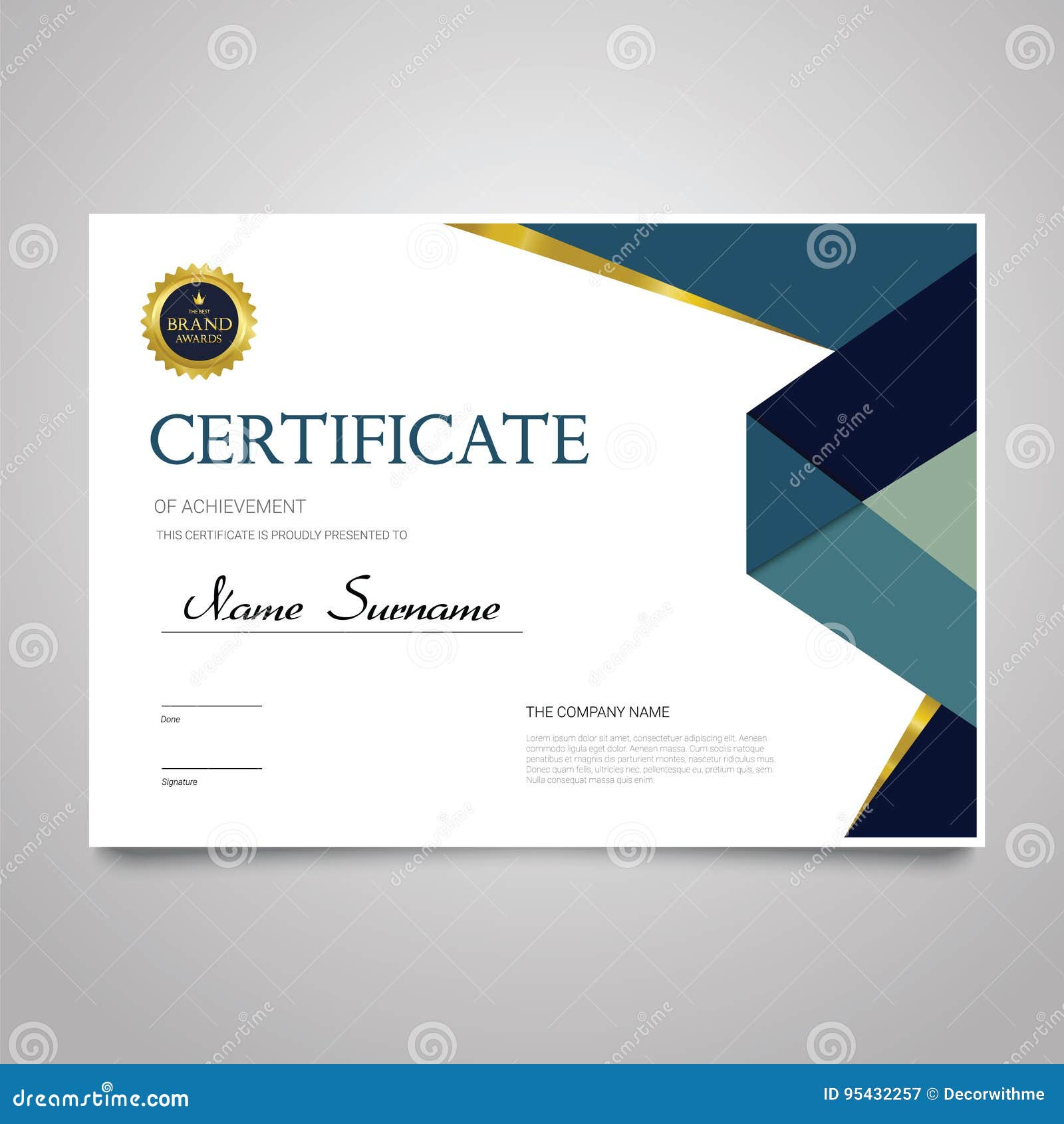 Certificate Template - Horizontal Elegant Vector Document Stock Vector ...