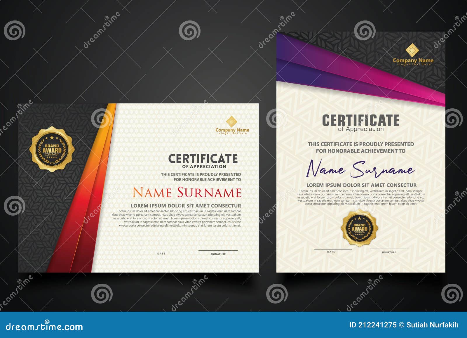 Certificate Template with Luxury Realistic Texture Pattern and Dynamic ...