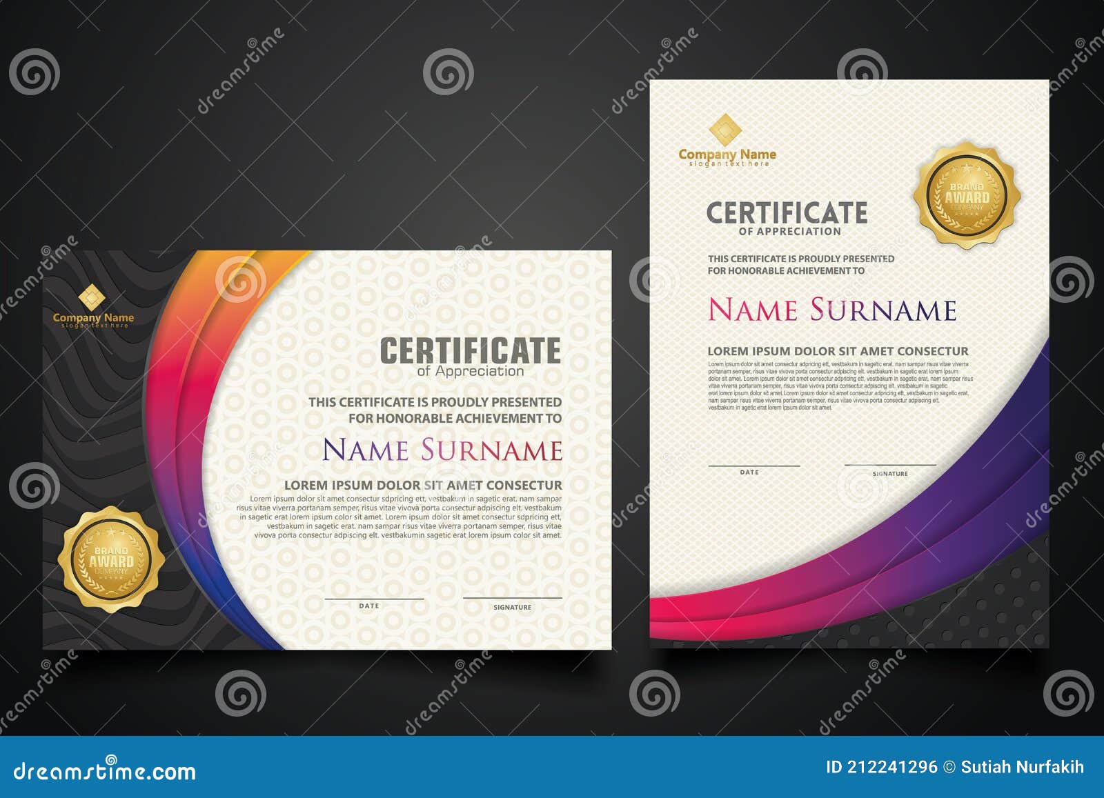 Certificate Template with Luxury Realistic Texture Pattern and Dynamic ...