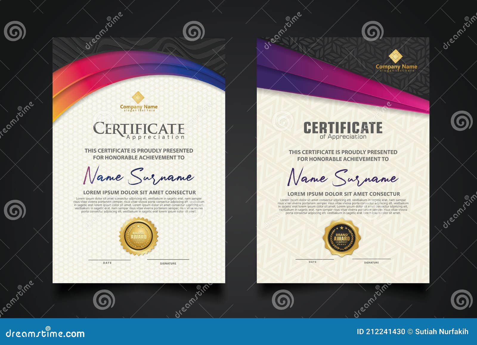 Certificate Template with Luxury Realistic Texture Pattern and Dynamic ...