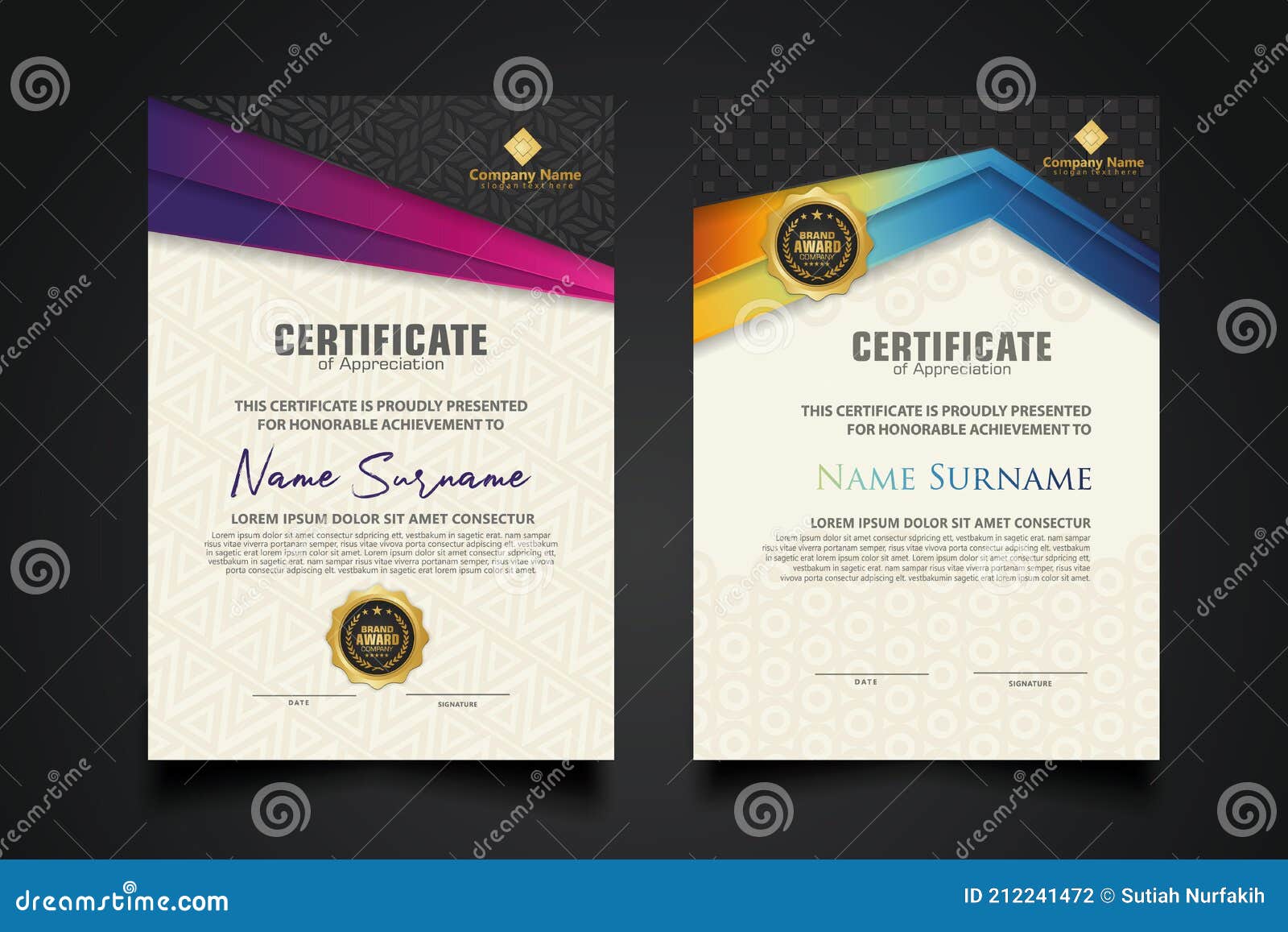 Certificate Template with Luxury Realistic Texture Pattern and Dynamic ...