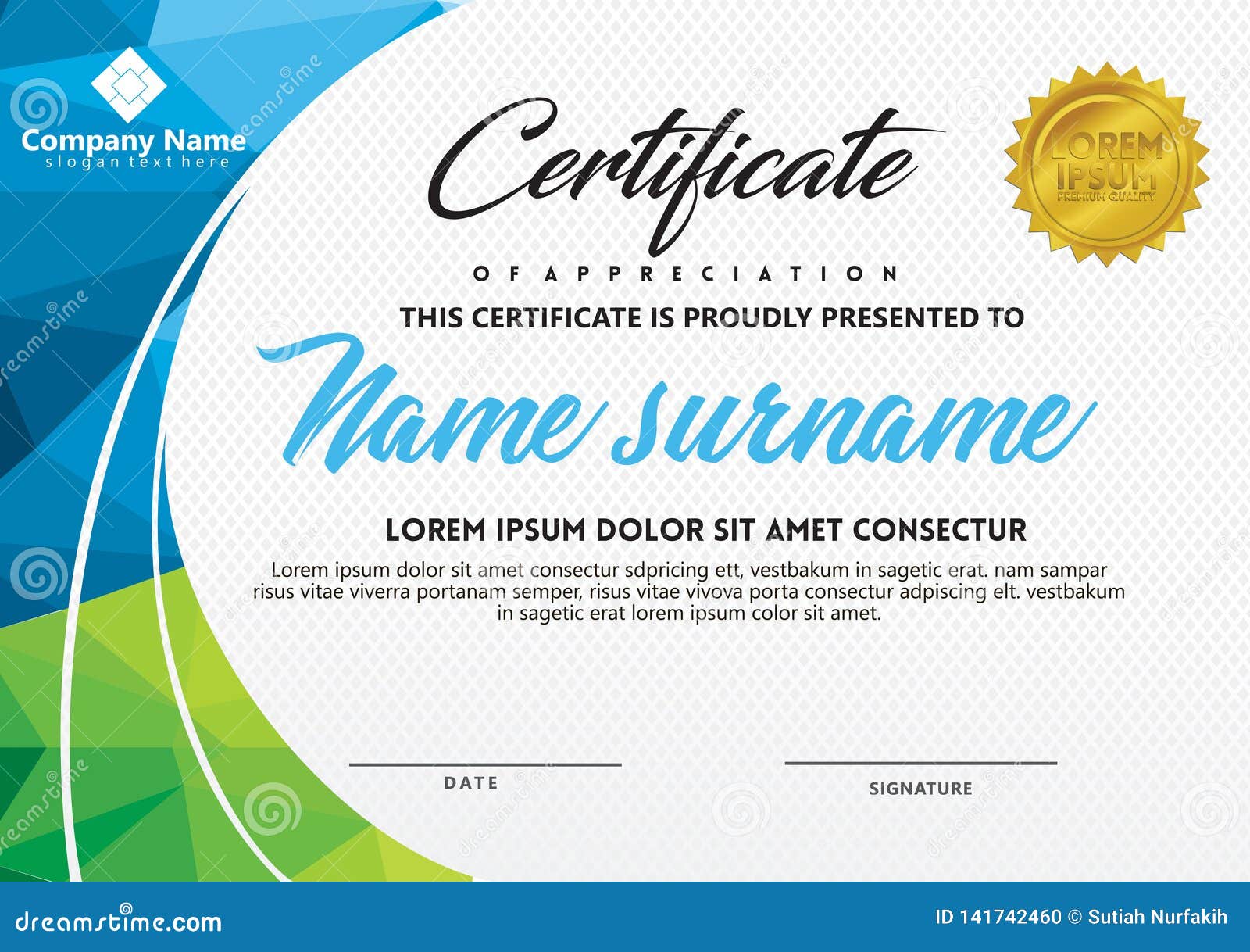 Certificate Template with Polygonal Style and Modern Pattern Vector ...