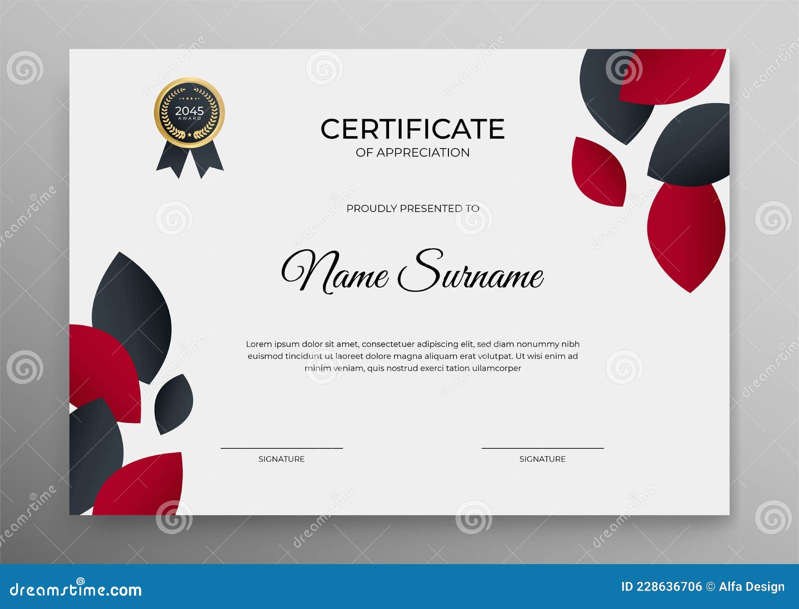 Certificate Template Printable in Red and Black Color Stock ...