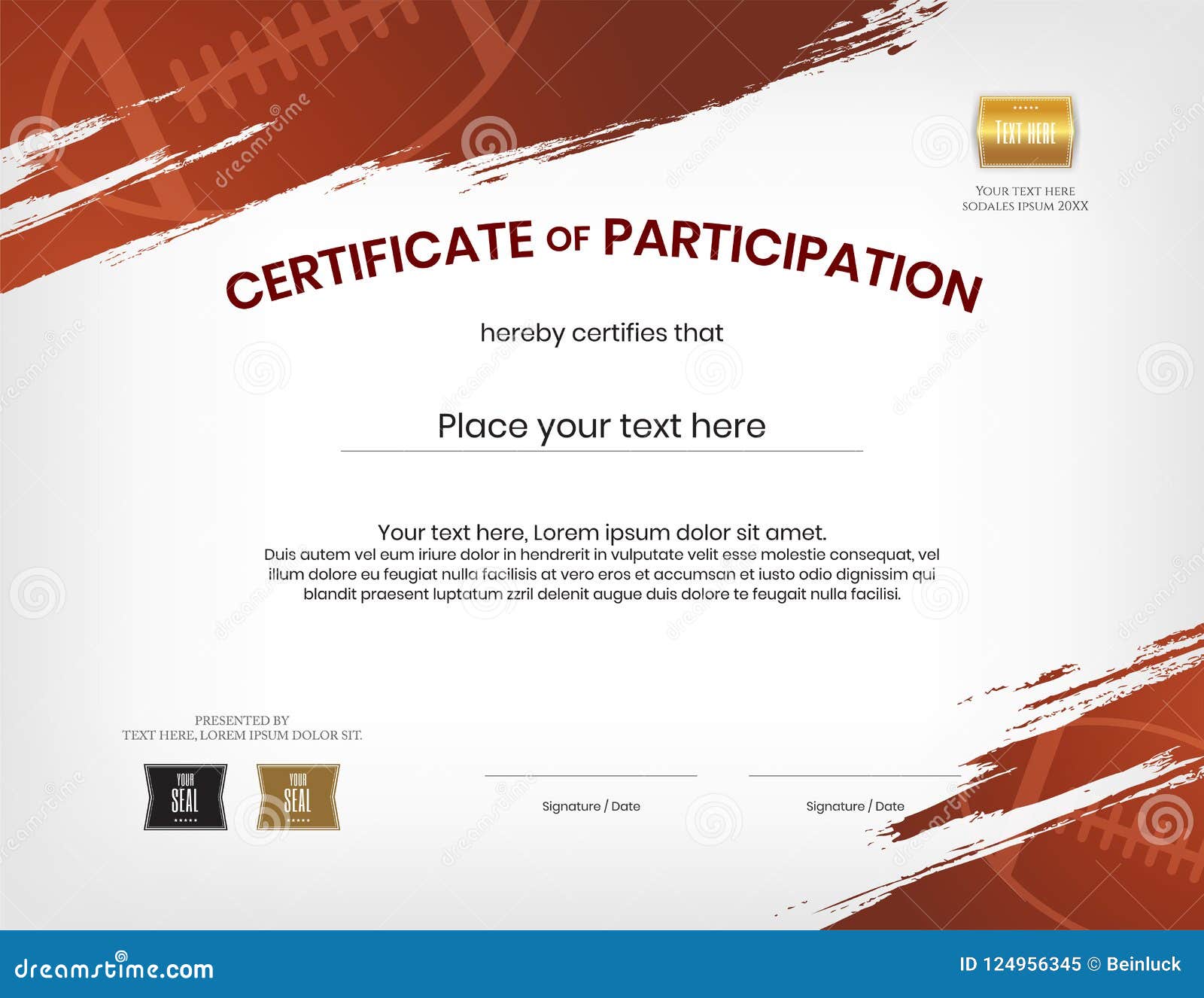 Certificate Template in Rugby Sport Theme with Border Frame, Dip Stock ...