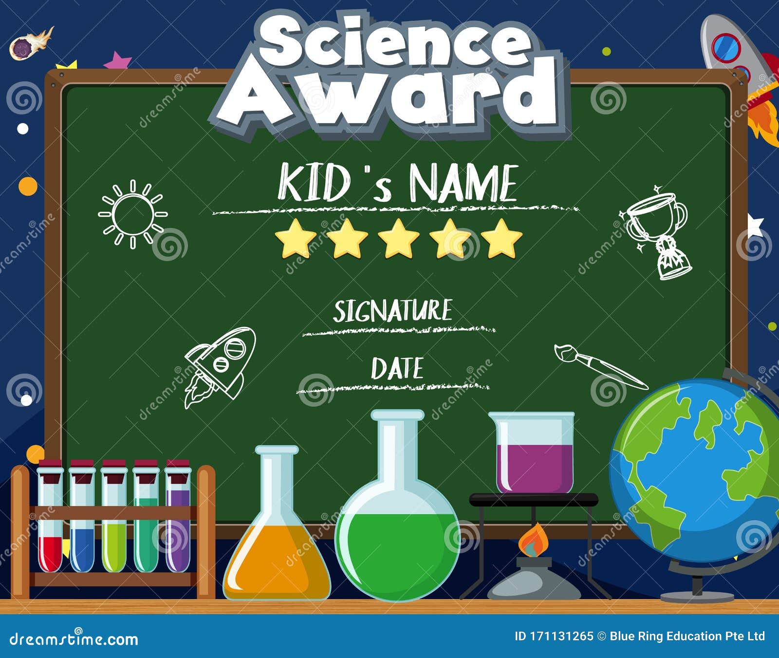 Certificate Template For Science Award With Many Equipments In ...
