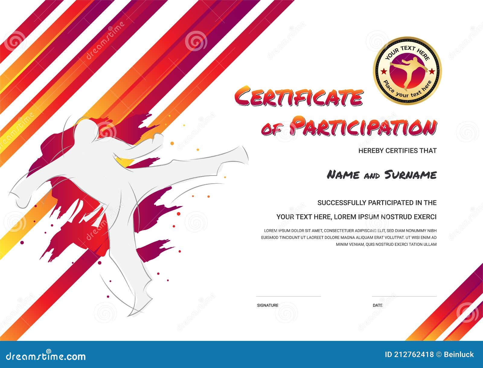 Certificate Template Sport Theme with Border Frame, Diploma Design ...