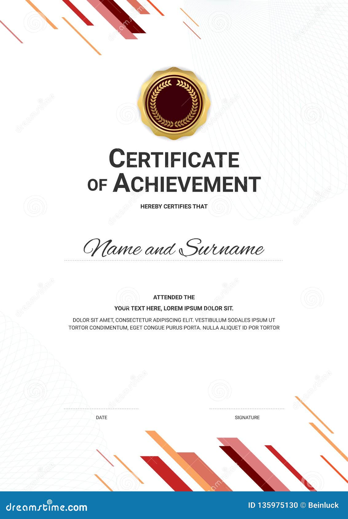 Certificate Template In Sport Theme With Watermark Background, Diploma ...