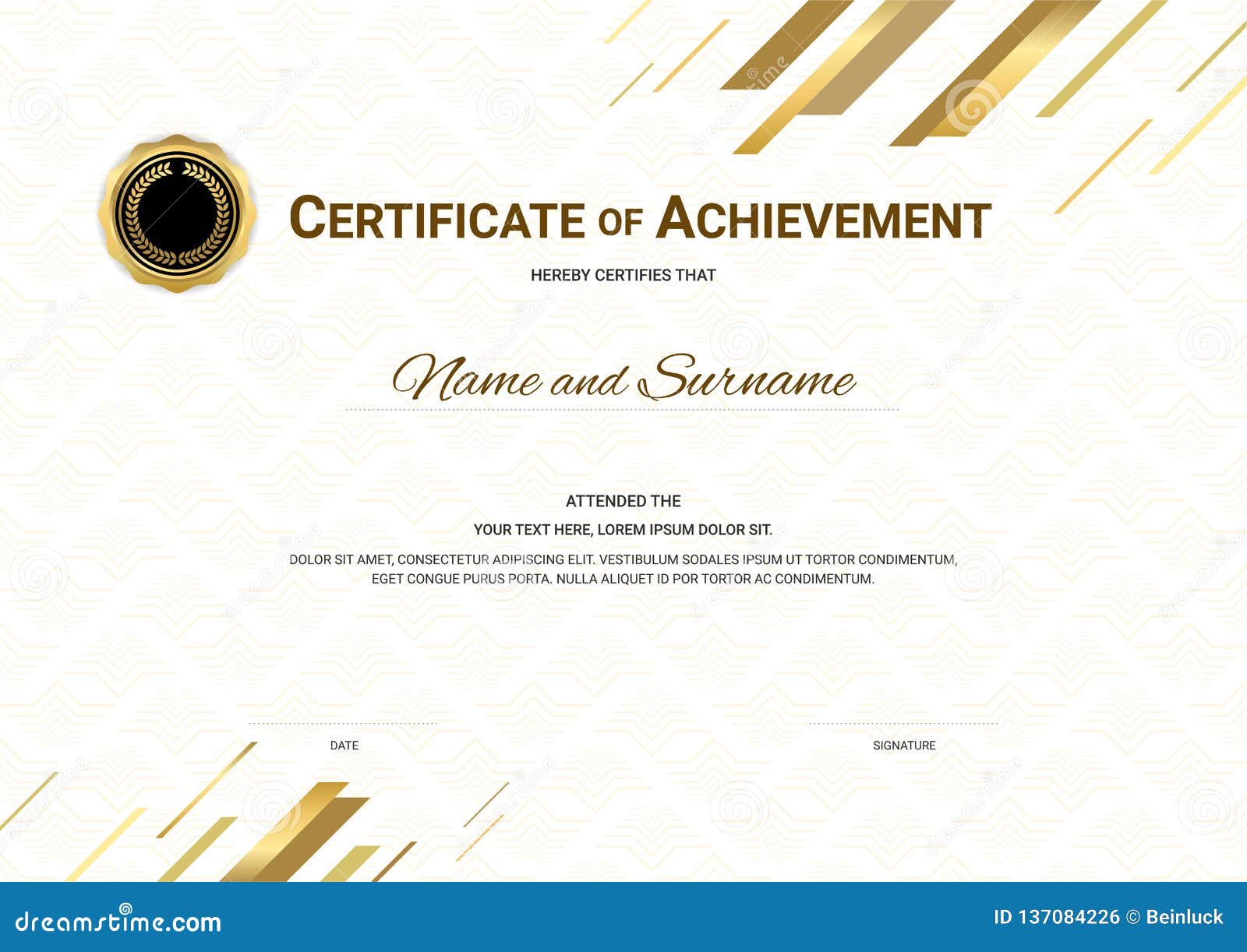 Certificate Template In Sport Theme With Watermark Background, Diploma ...