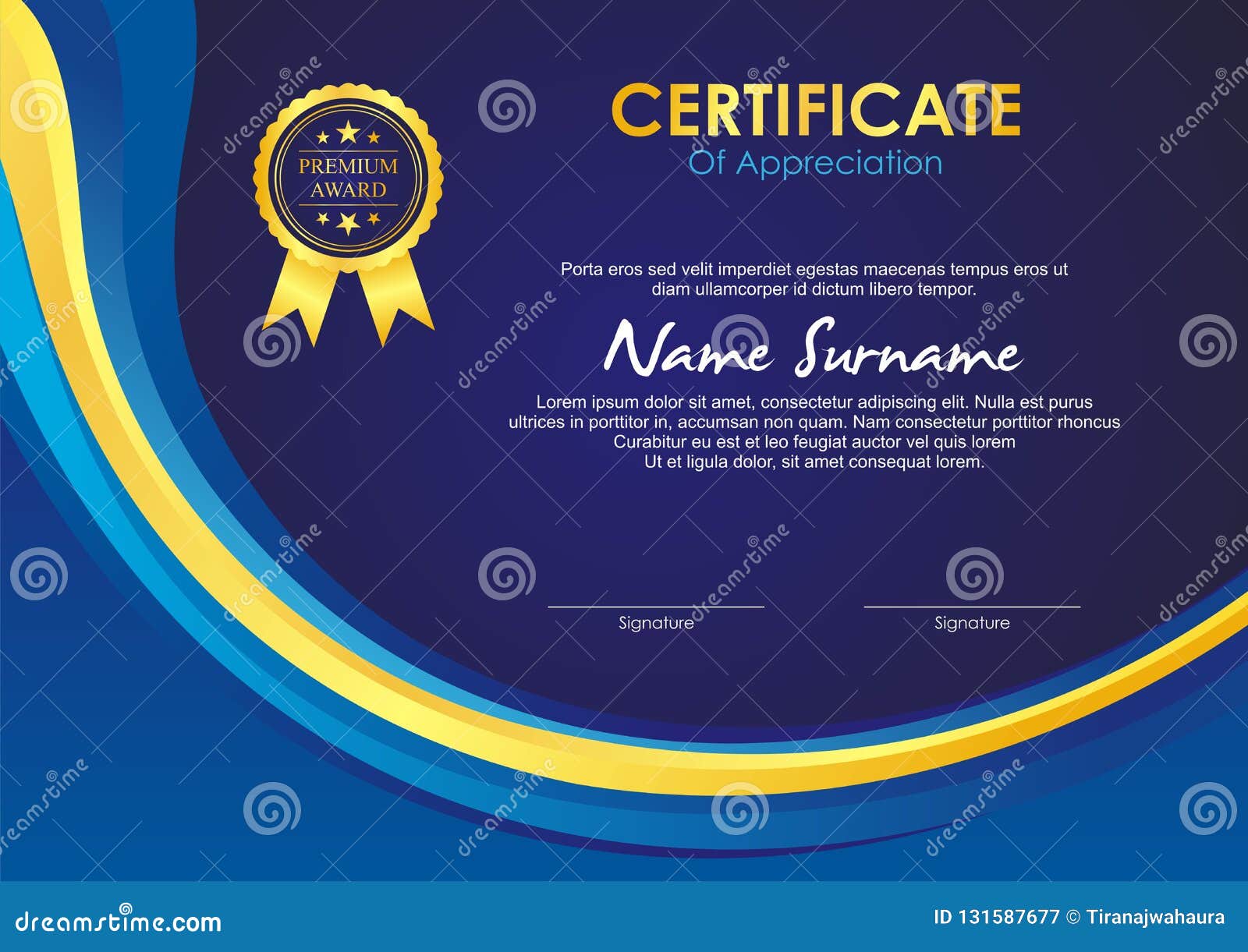 Certificate Template with Stylish Wave Design Stock Vector ...