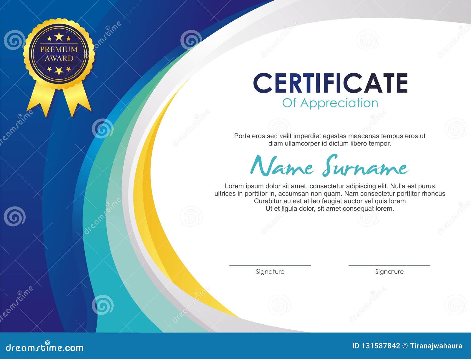 Certificate Template with Stylish Wave Design Stock Vector ...