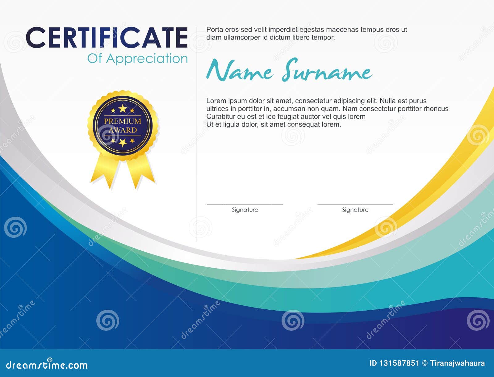 Certificate Template with Stylish Wave Design Stock Vector ...