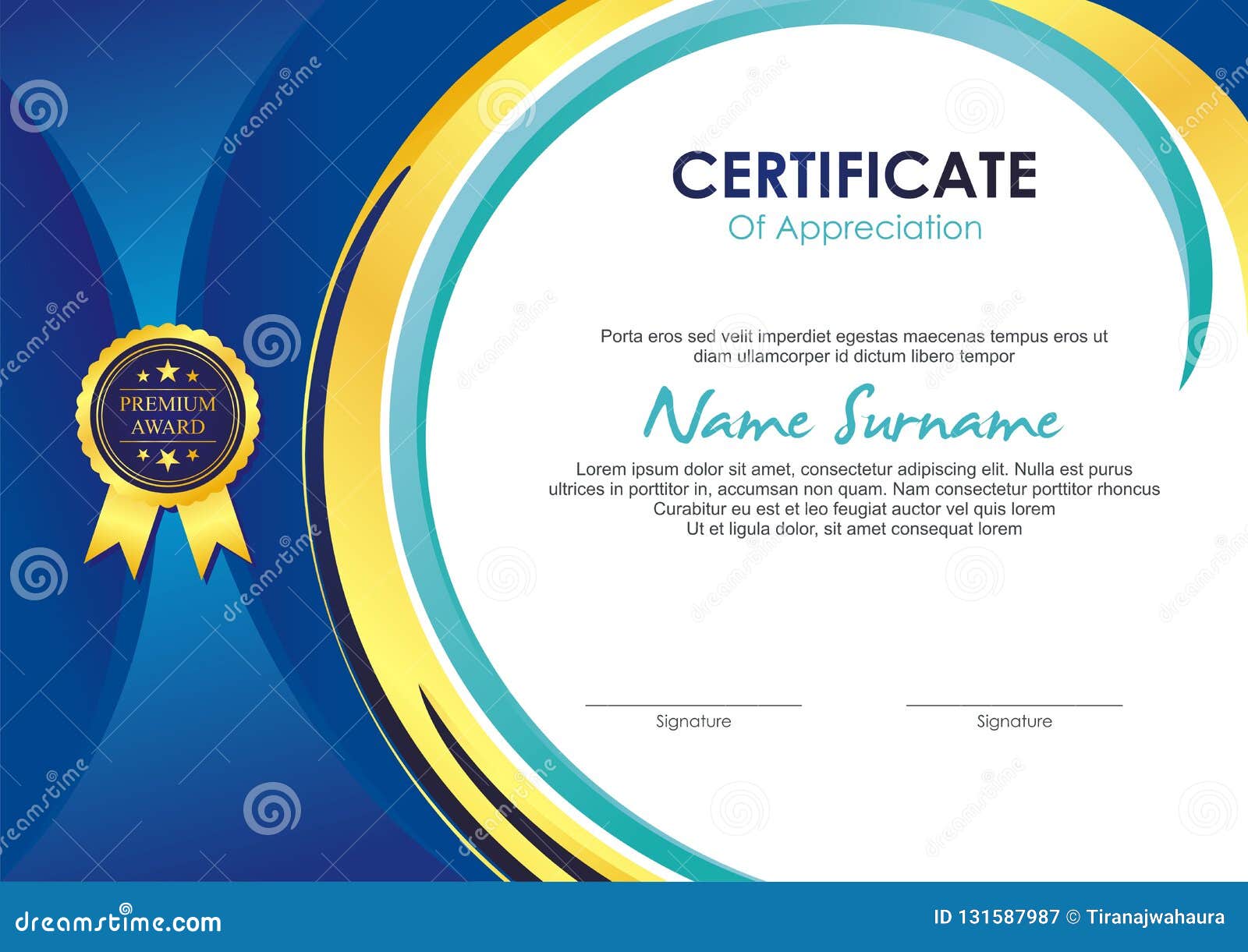 Certificate Template with Stylish Wave Design Stock Vector ...