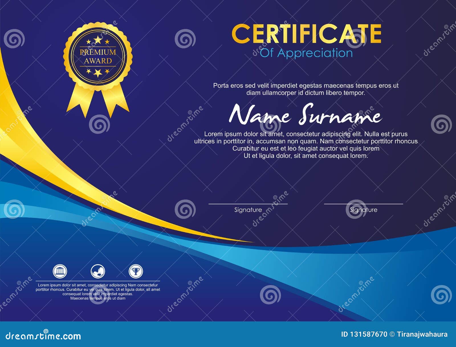 Certificate Template with Stylish Wave Design Stock Vector ...
