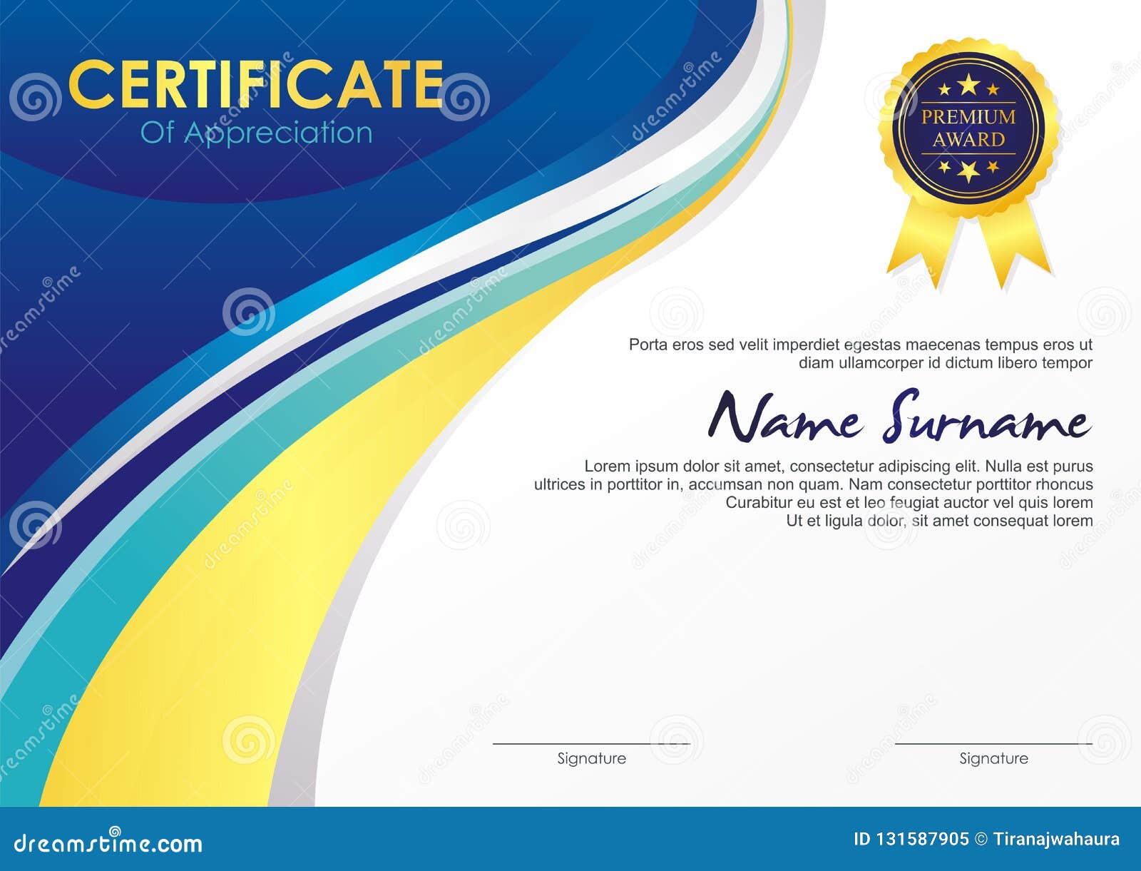 Certificate Template with Stylish Wave Design Stock Vector ...