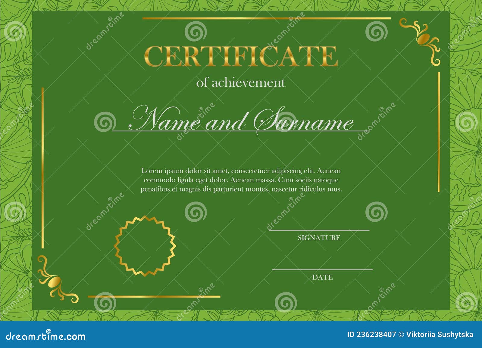 Certificate Template. Vector Basis For Diploma And Certificate Stamp ...