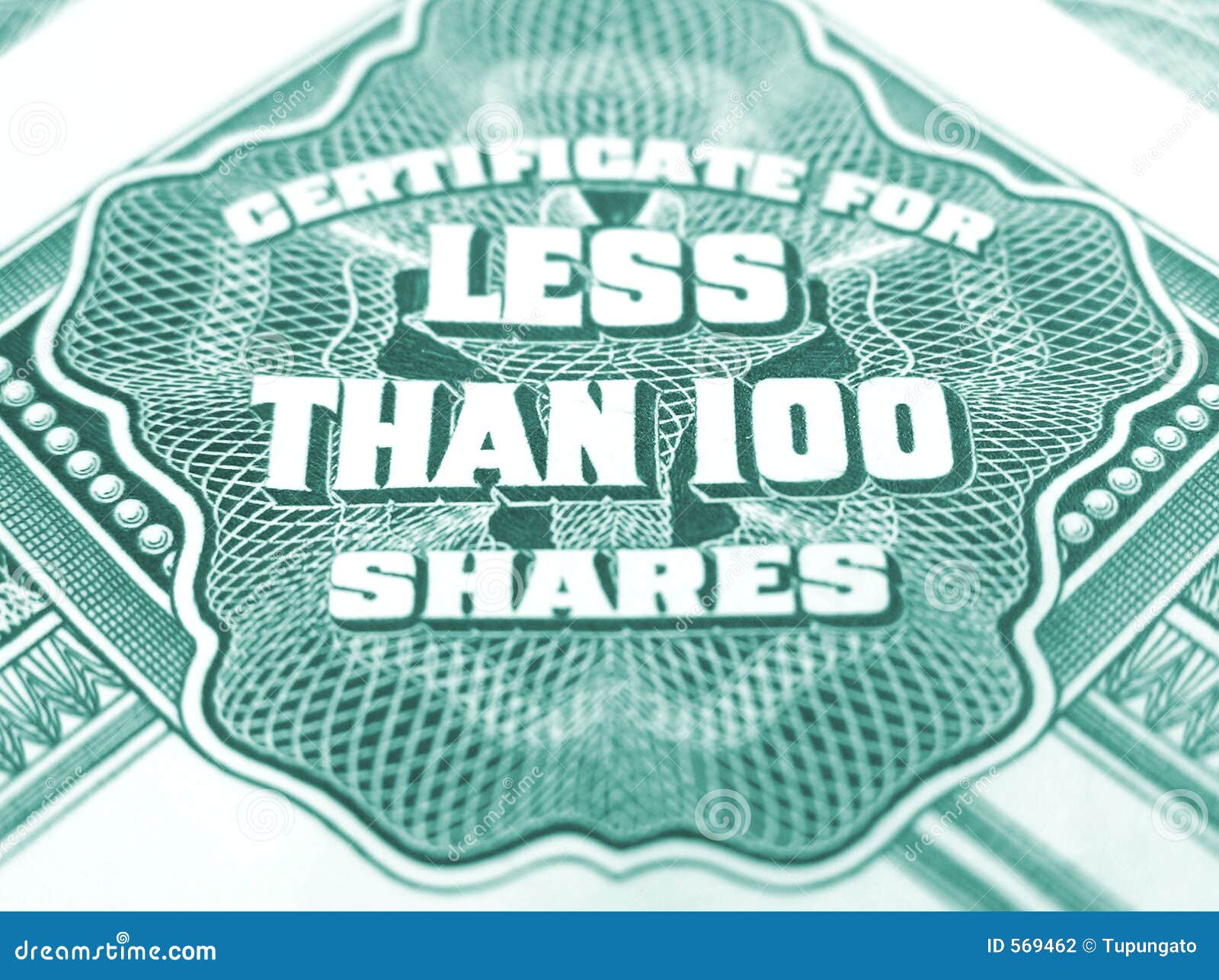 Certificate for less Than 100 Shares Stock Photo - Image of treasurer ...