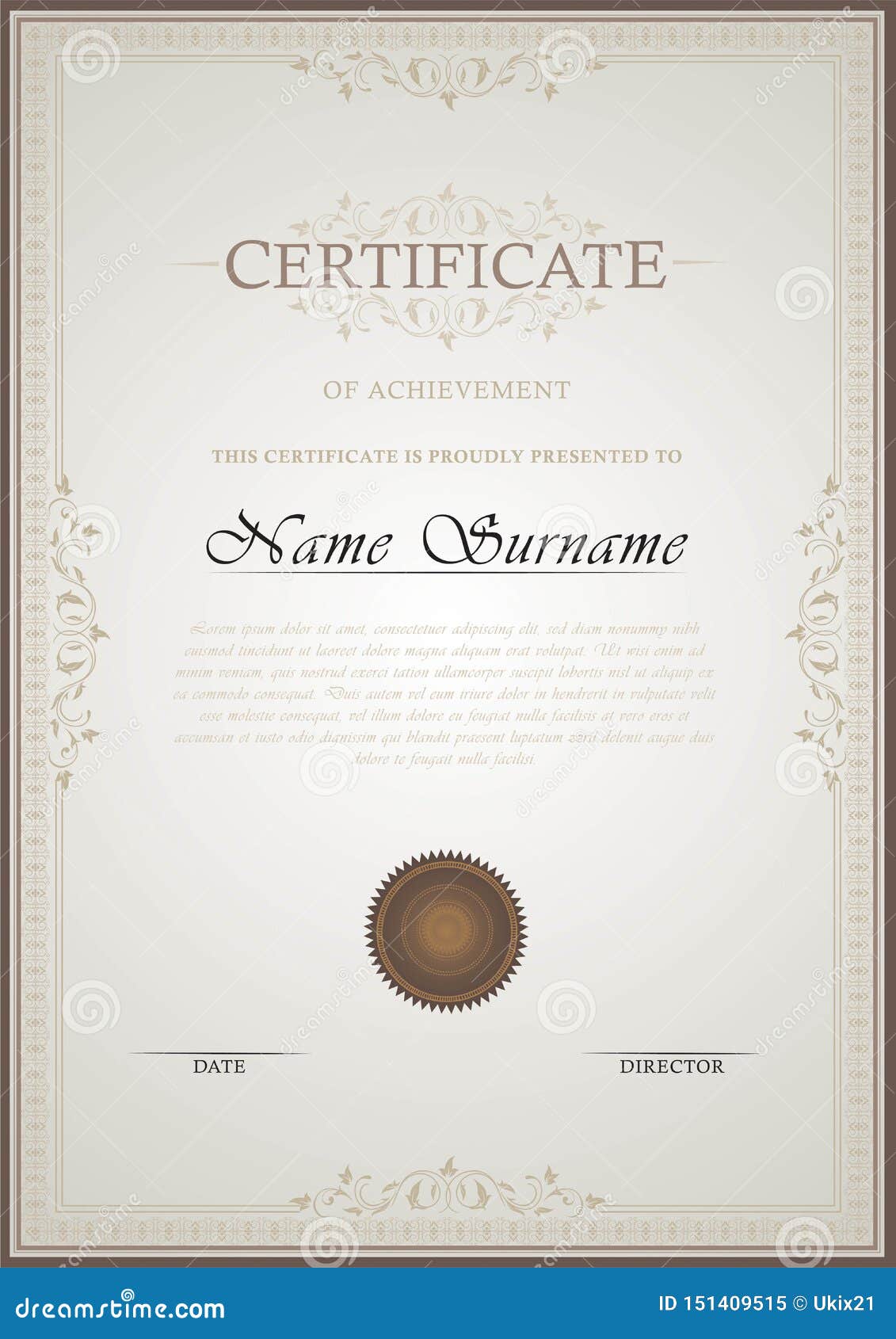 Certificate Template Vector Vintage Ornament Stock Vector ...