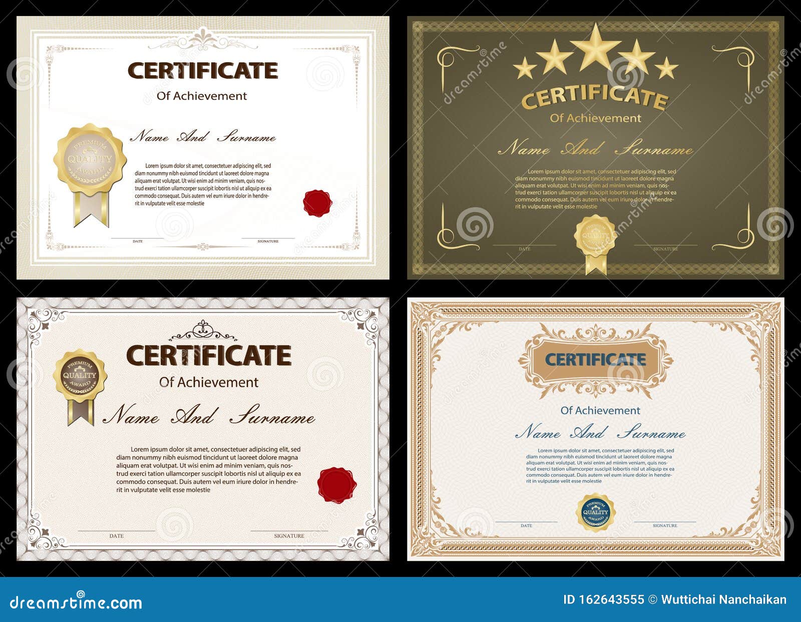 Certificate vintage stock vector. Illustration of luxury - 162643555