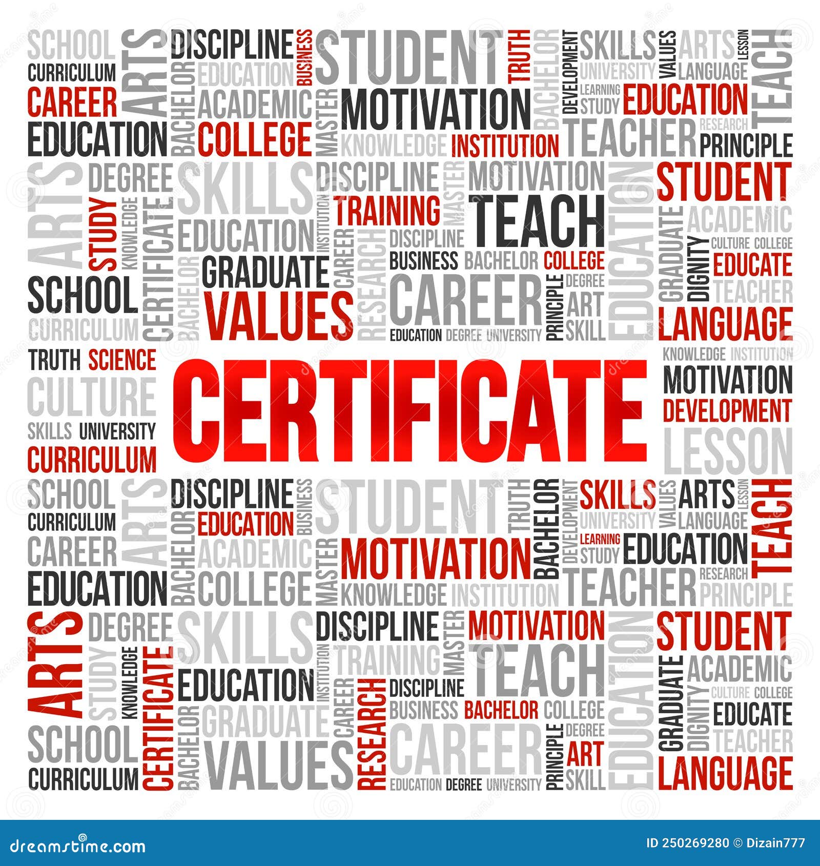 CERTIFICATE Word Cloud Collage, Education Concept Background Stock ...