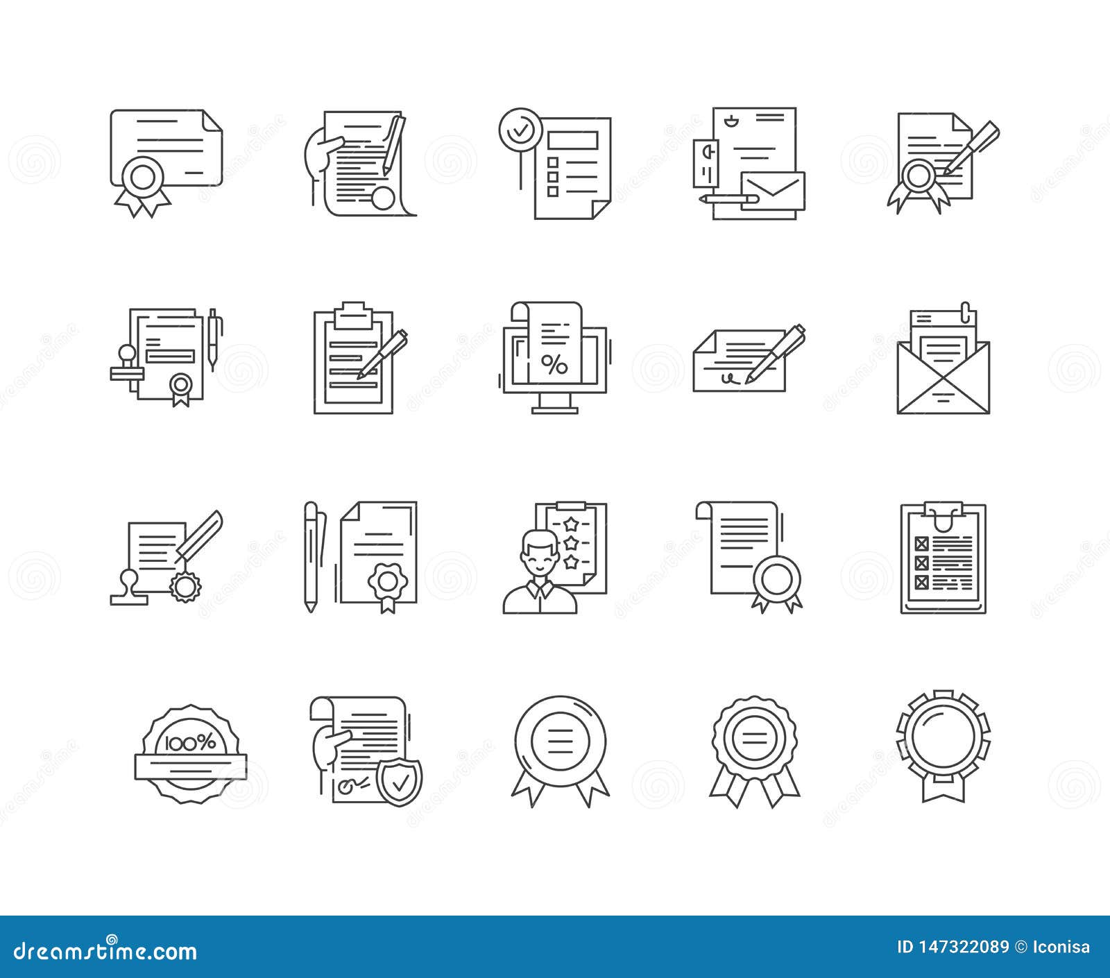 Certificates Line Icons Collection. Accreditation, Certification ...