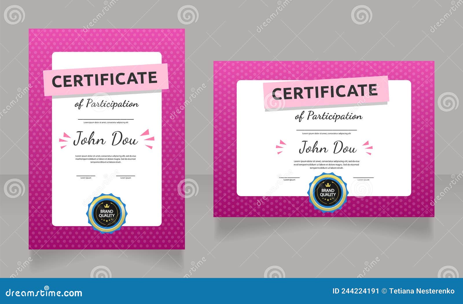 Certificates of Participation Design Template Set Stock Vector ...