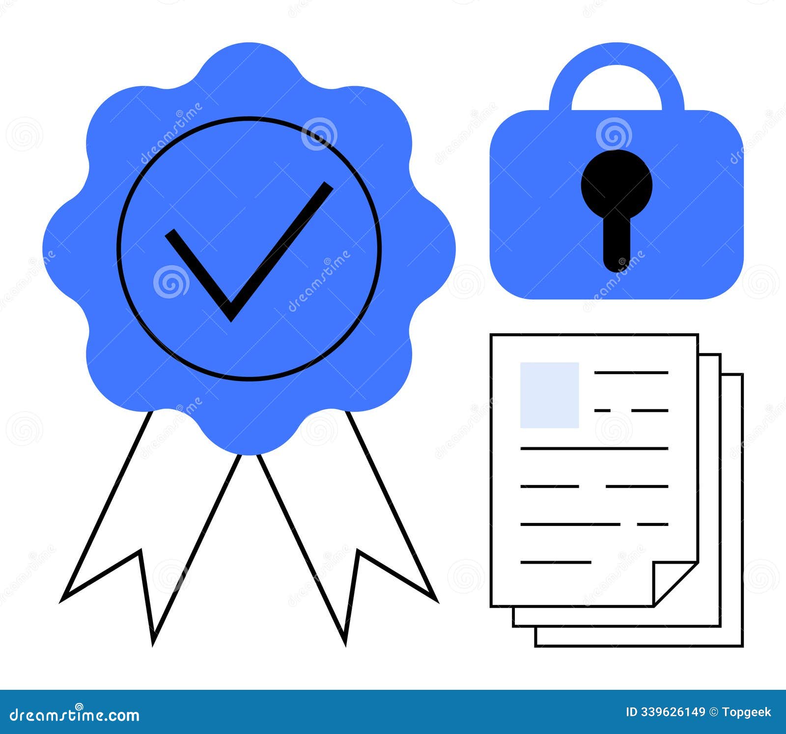 Certification Badge with Lock and Documents Emphasizing Security and ...