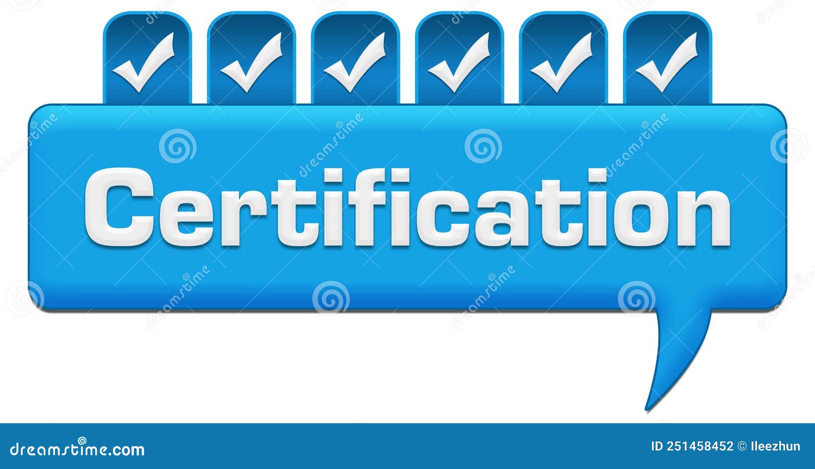 Certification Blue Comment with Tick Mark on Top Stock Illustration ...