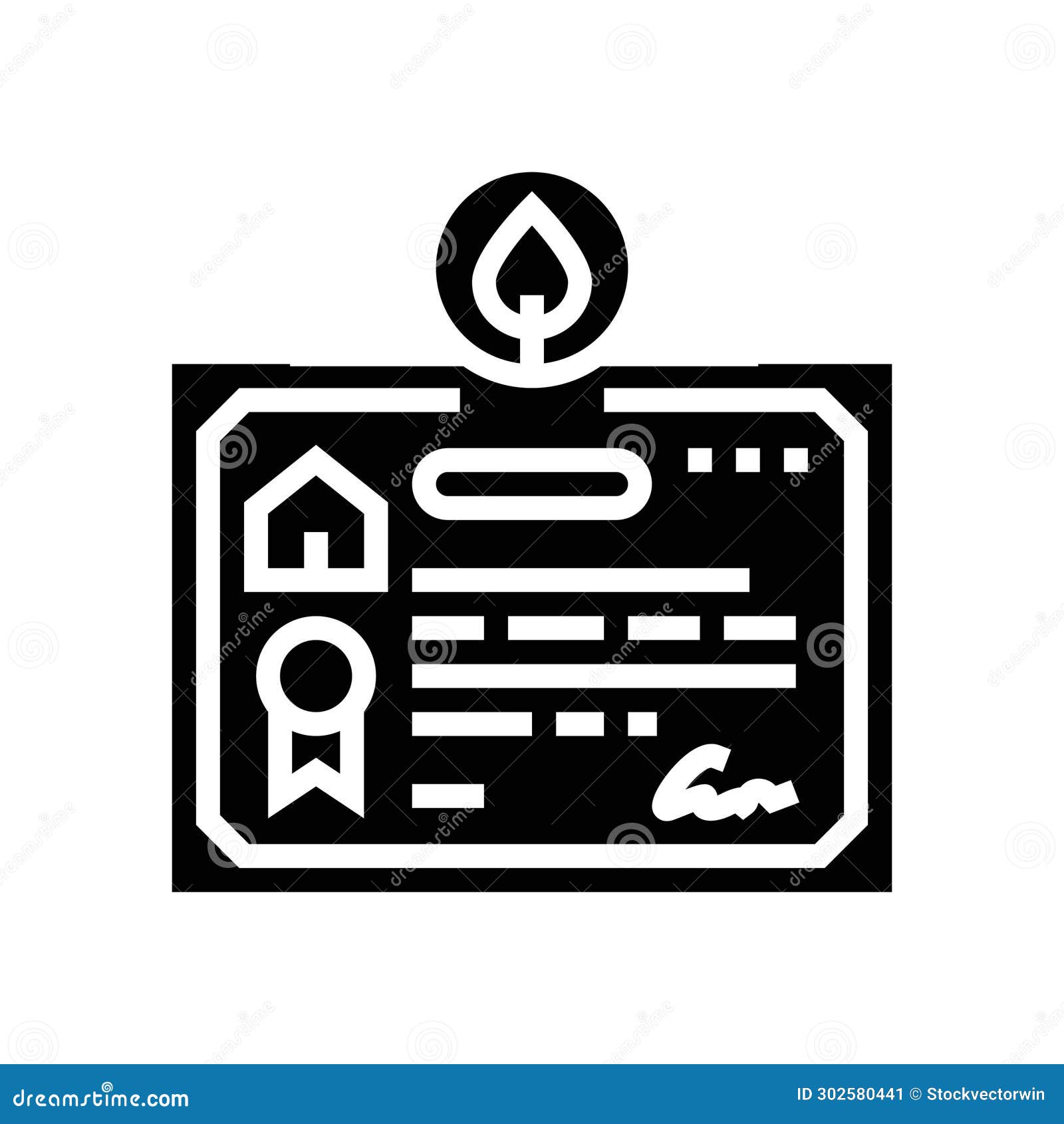 Certification Green Building Glyph Icon Vector Illustration Stock ...