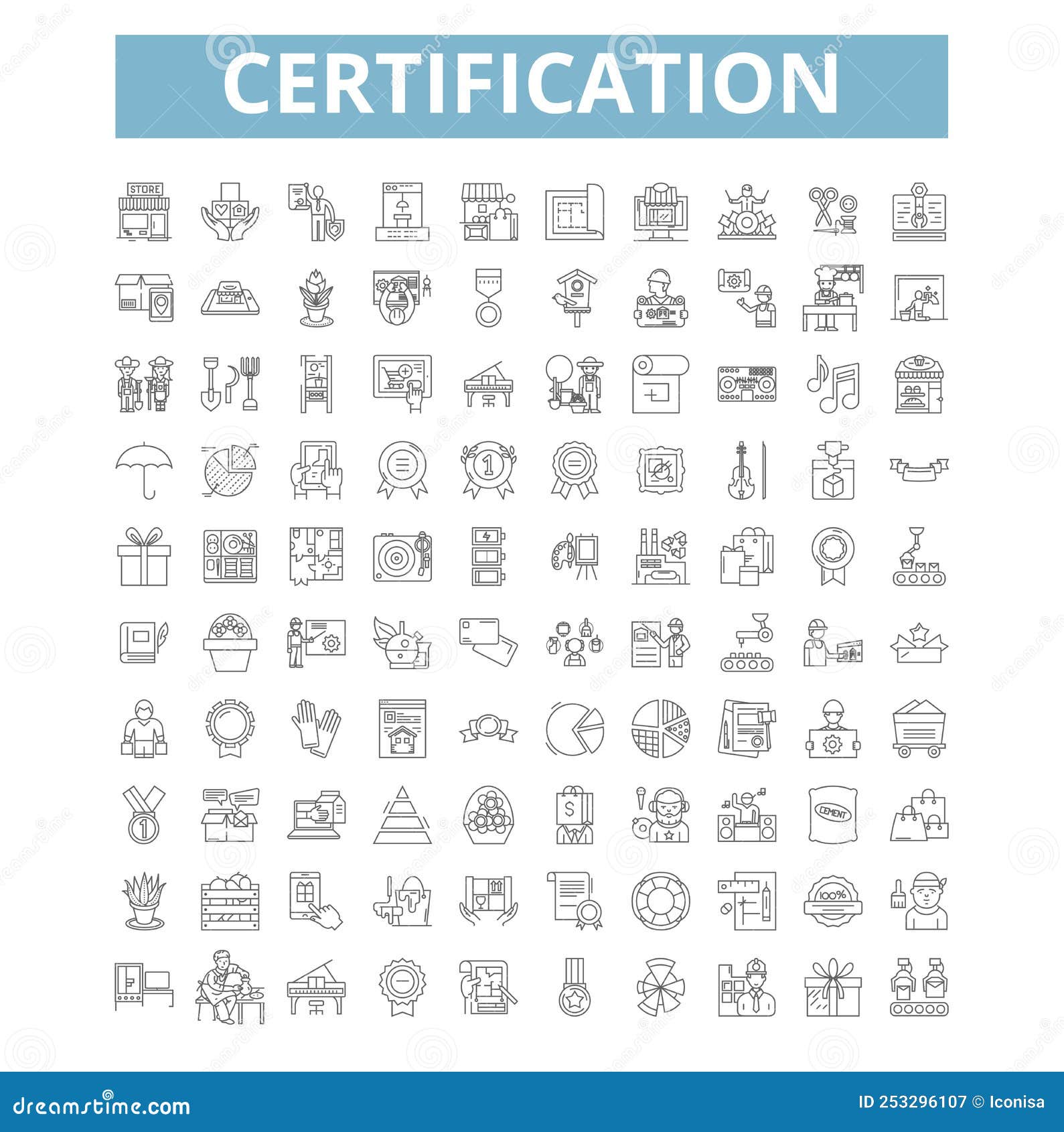 Certification Icons, Line Symbols, Web Signs, Vector Set, Isolated ...