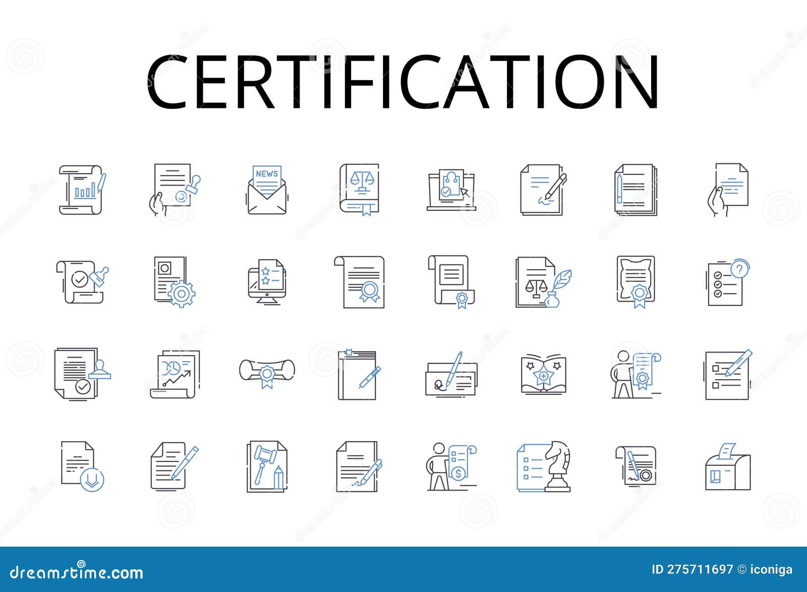 Certification Line Icons Collection. Approval, Accreditation ... Certification Line Icons Collection. Approval, Accreditation ...