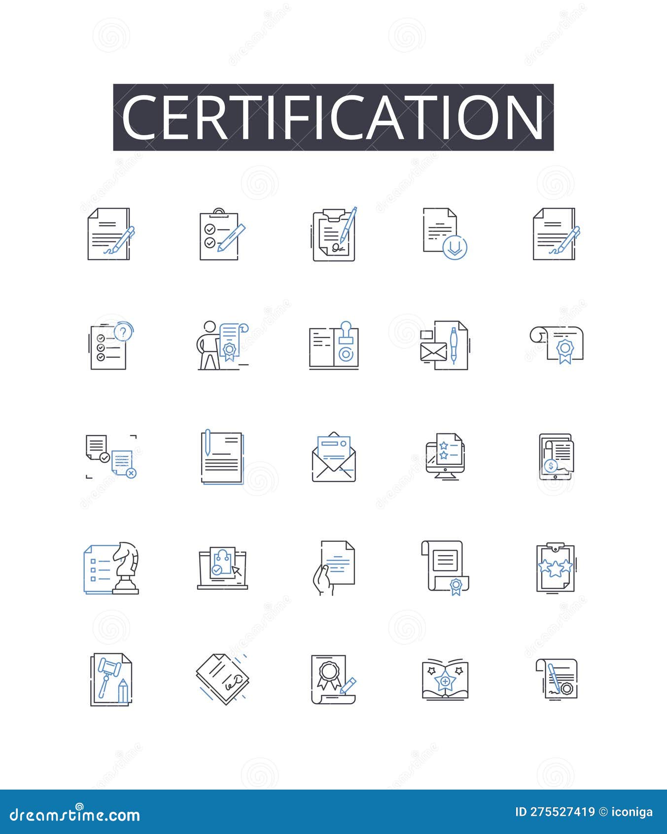 Certification Line Icons Collection. Approval, Accreditation ... Certification Line Icons Collection. Approval, Accreditation ...