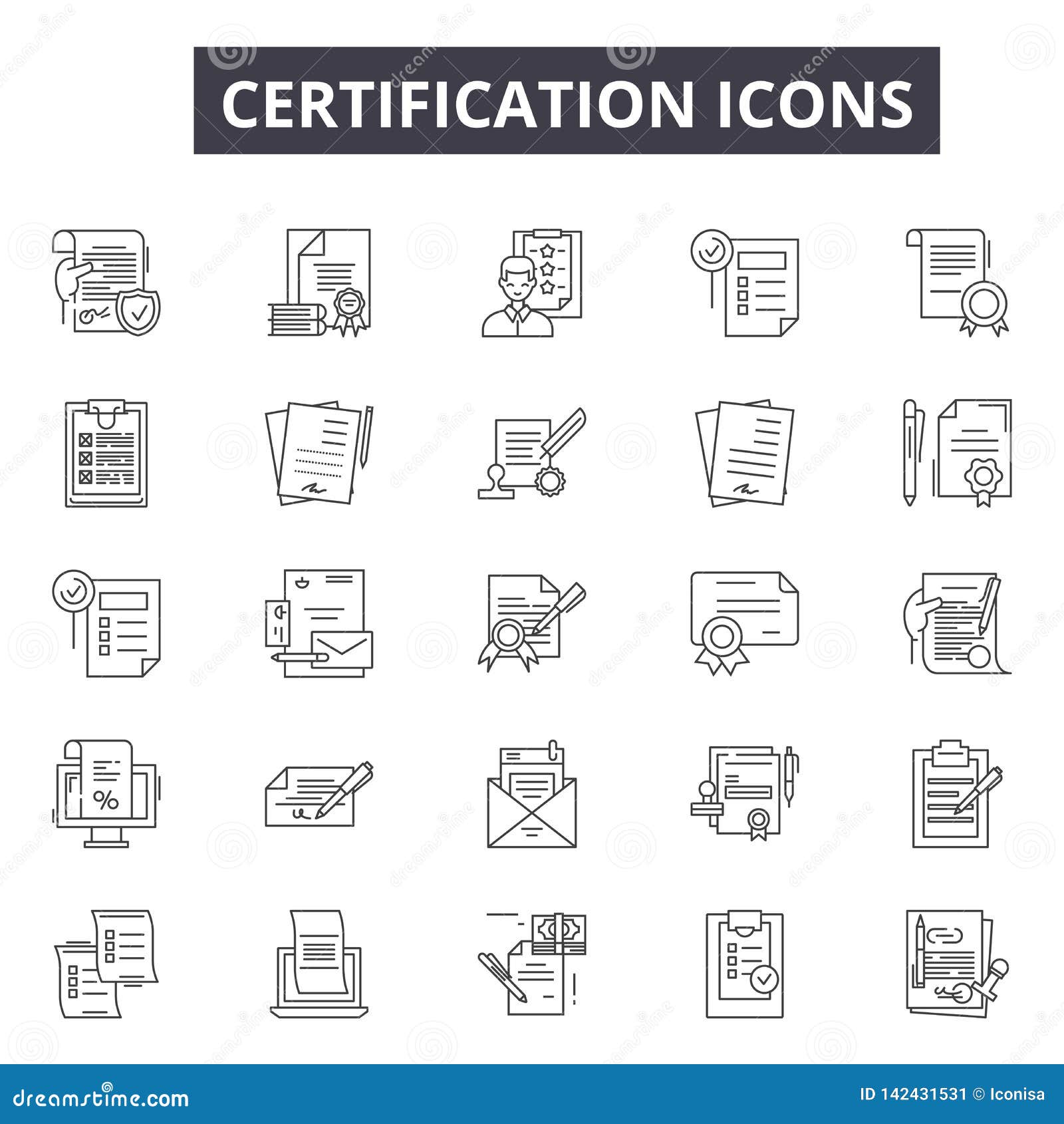 Certification Line Icons for Web and Mobile Design. Editable Stroke ...