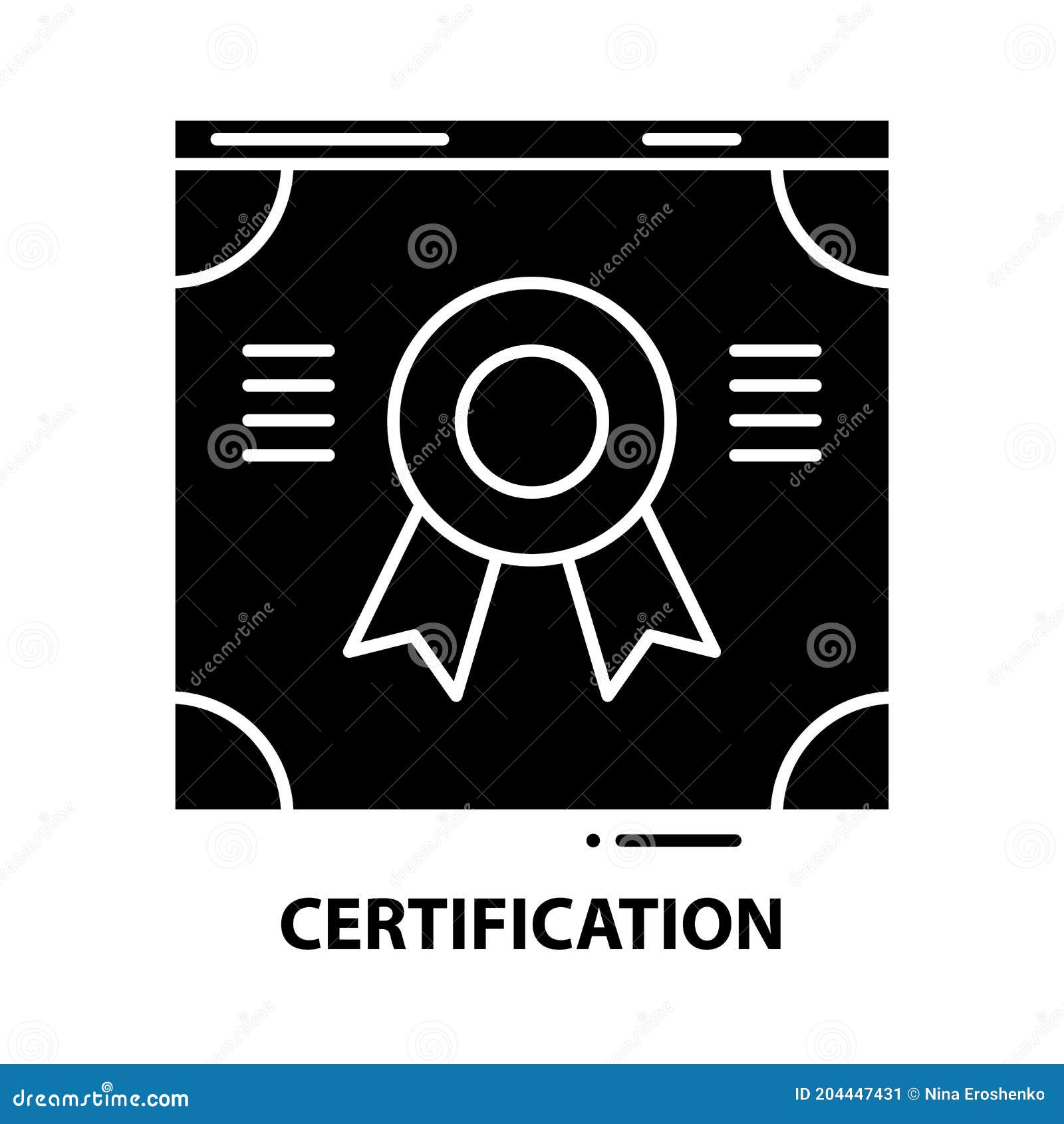 Certification Symbol Icon, Black Vector Sign with Editable Strokes ...