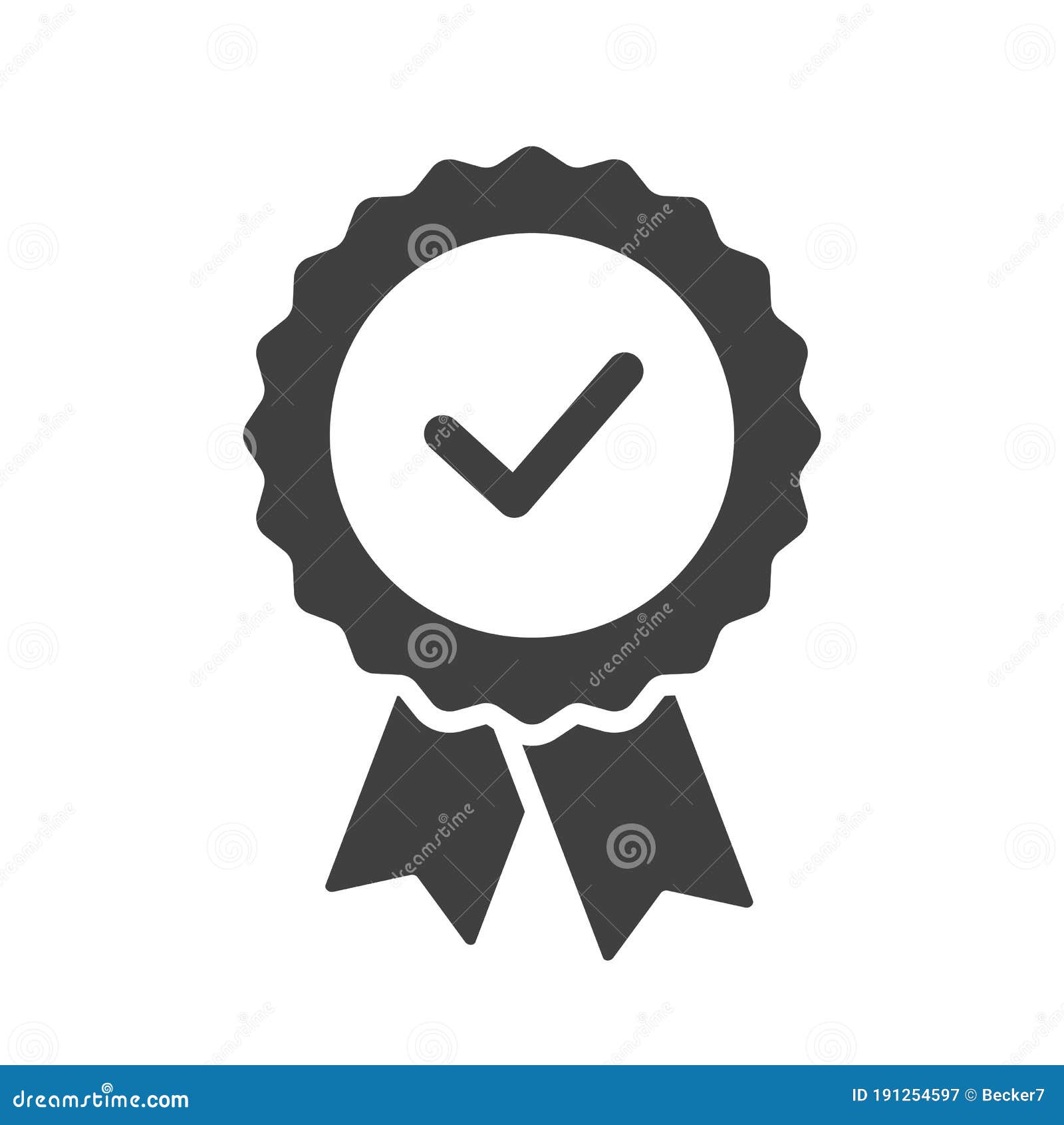 Certified or Approved Ribbon with Checkmark. Approval Check Vector Icon ...