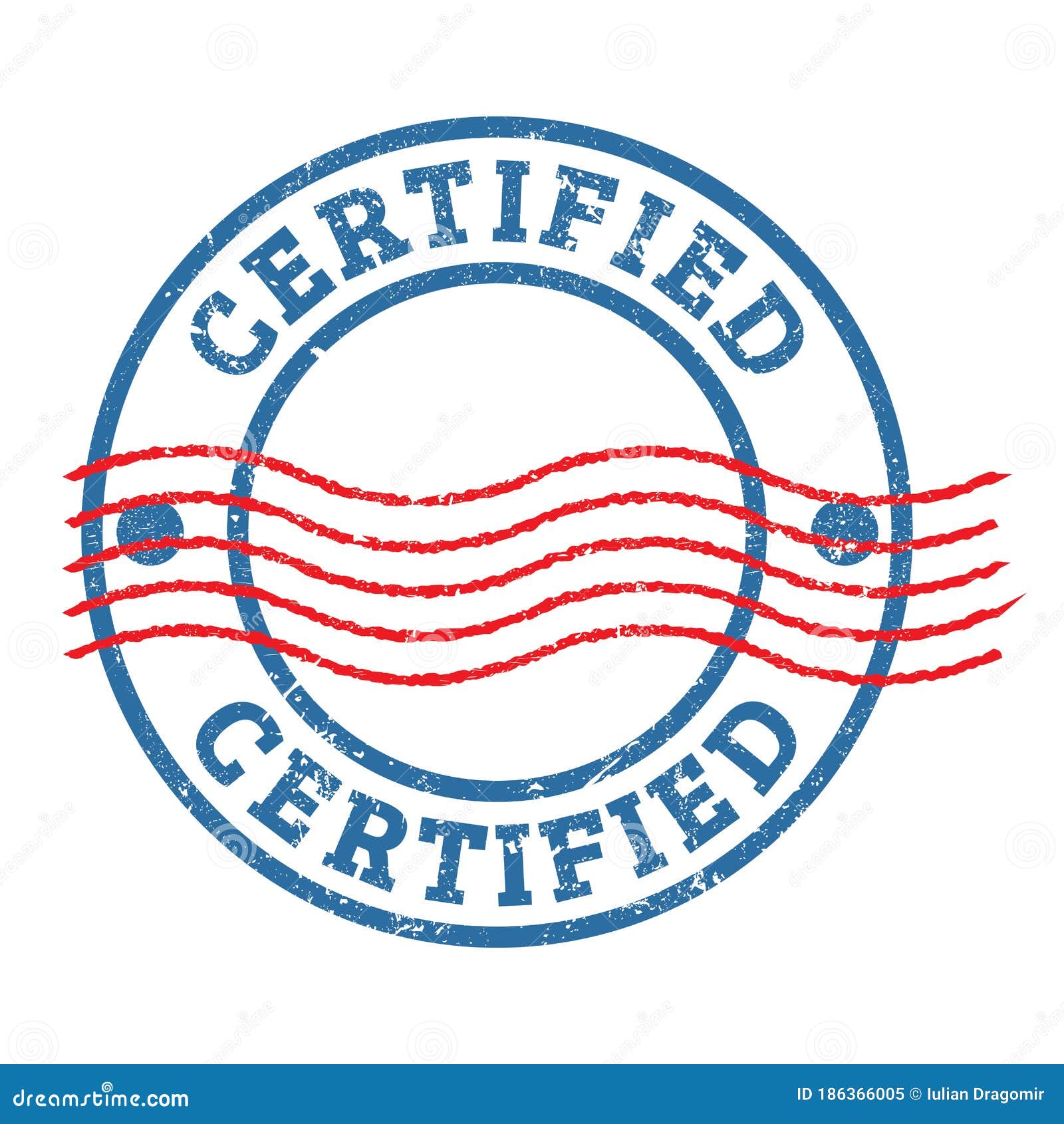CERTIFIED Blue Red Round Stamp Stock Illustration - Illustration of ...