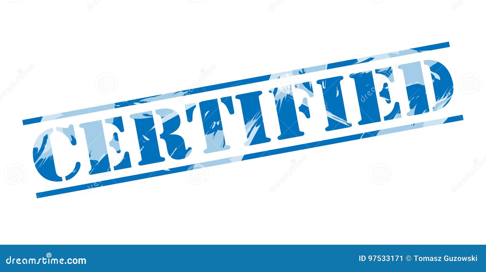 Certified blue stamp stock illustration. Illustration of blue - 97533171