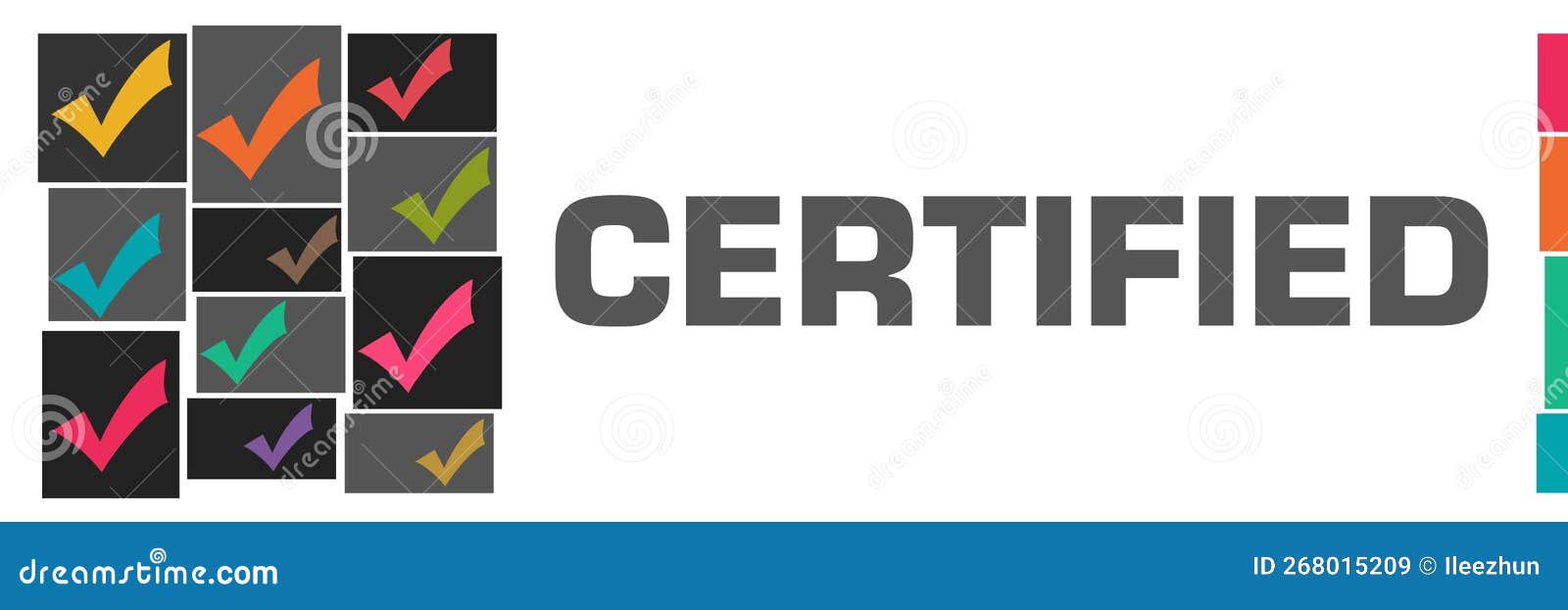 Certified Dark Colorful Tick Marks Grid Left Stock Illustration ...