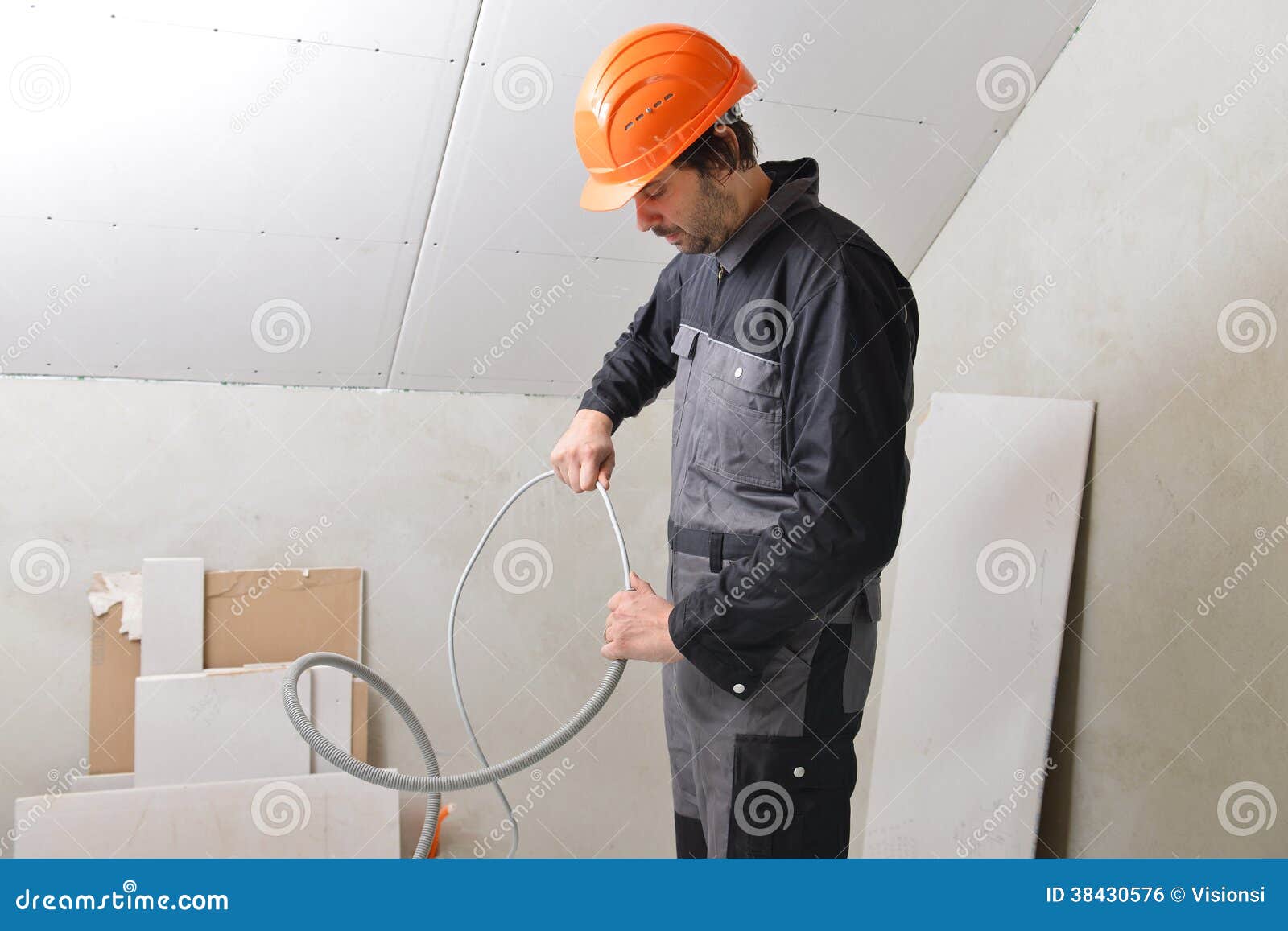 Certified Electrician Worker Stock Photo - Image of male, occupation ...